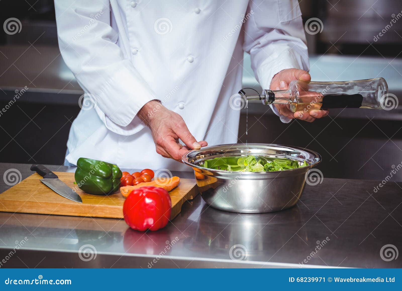 Chef preparing a salad stock image. Image of occupation - 68239971