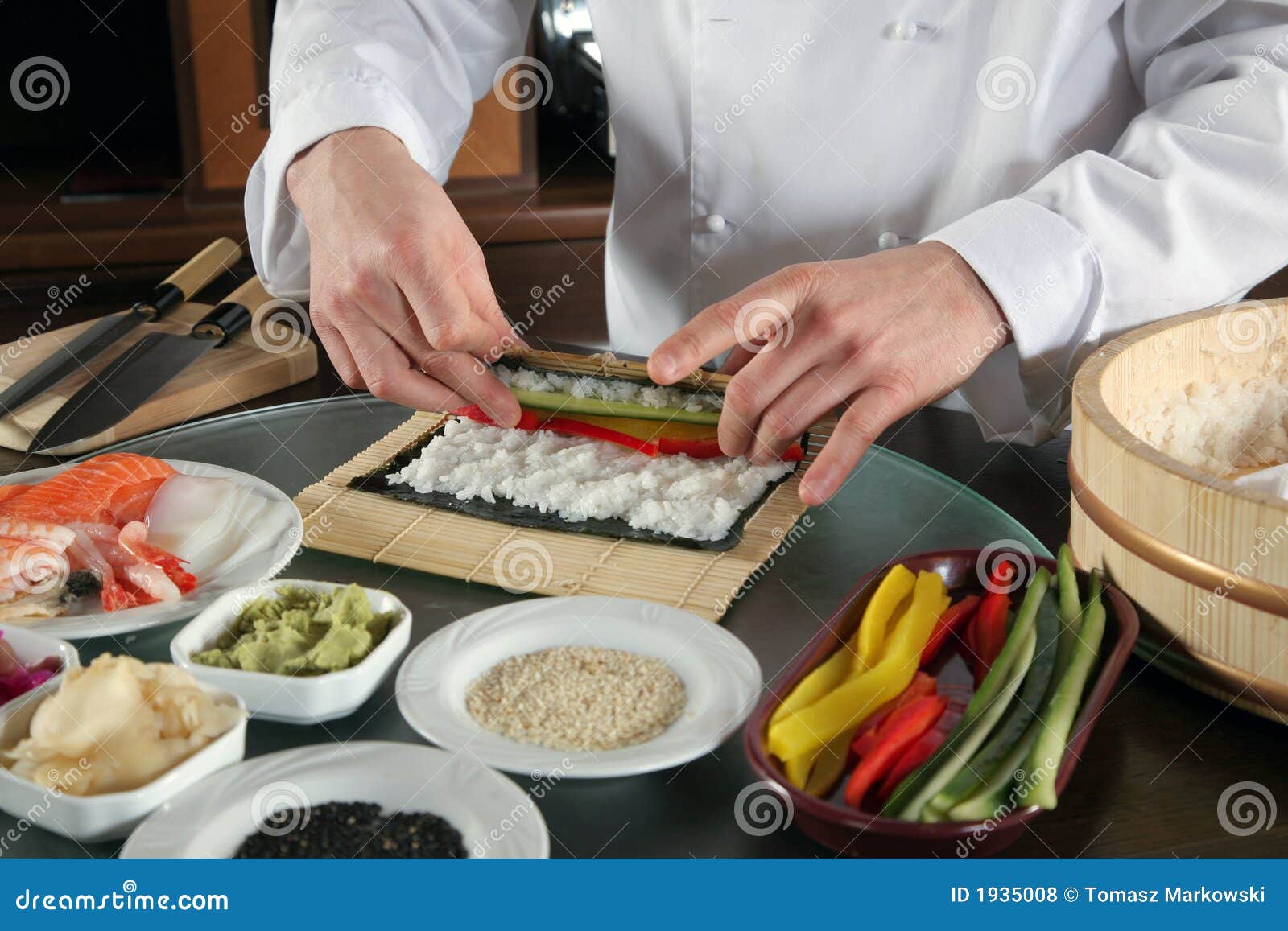 Chef Preparing Sushi-3 stock photo. Image of bowls, prepares - 1935008