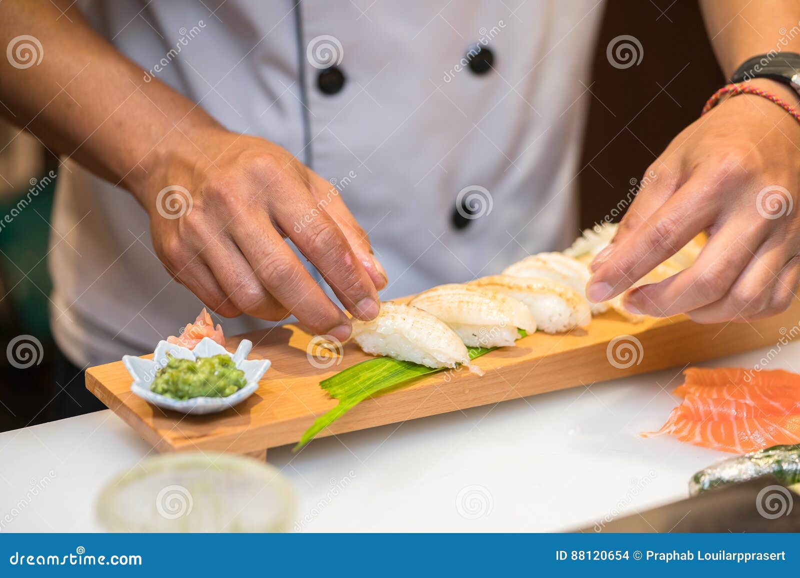 Chef Preparing Sushi in the Restaurant Kitchen Stock Photo - Image of healthy, food: 88120654
