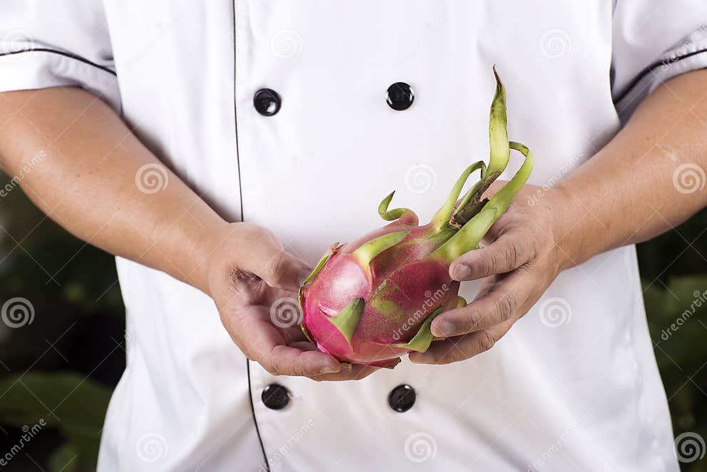 Chef presend dragon fruit stock image. Image of fruit - 61564619