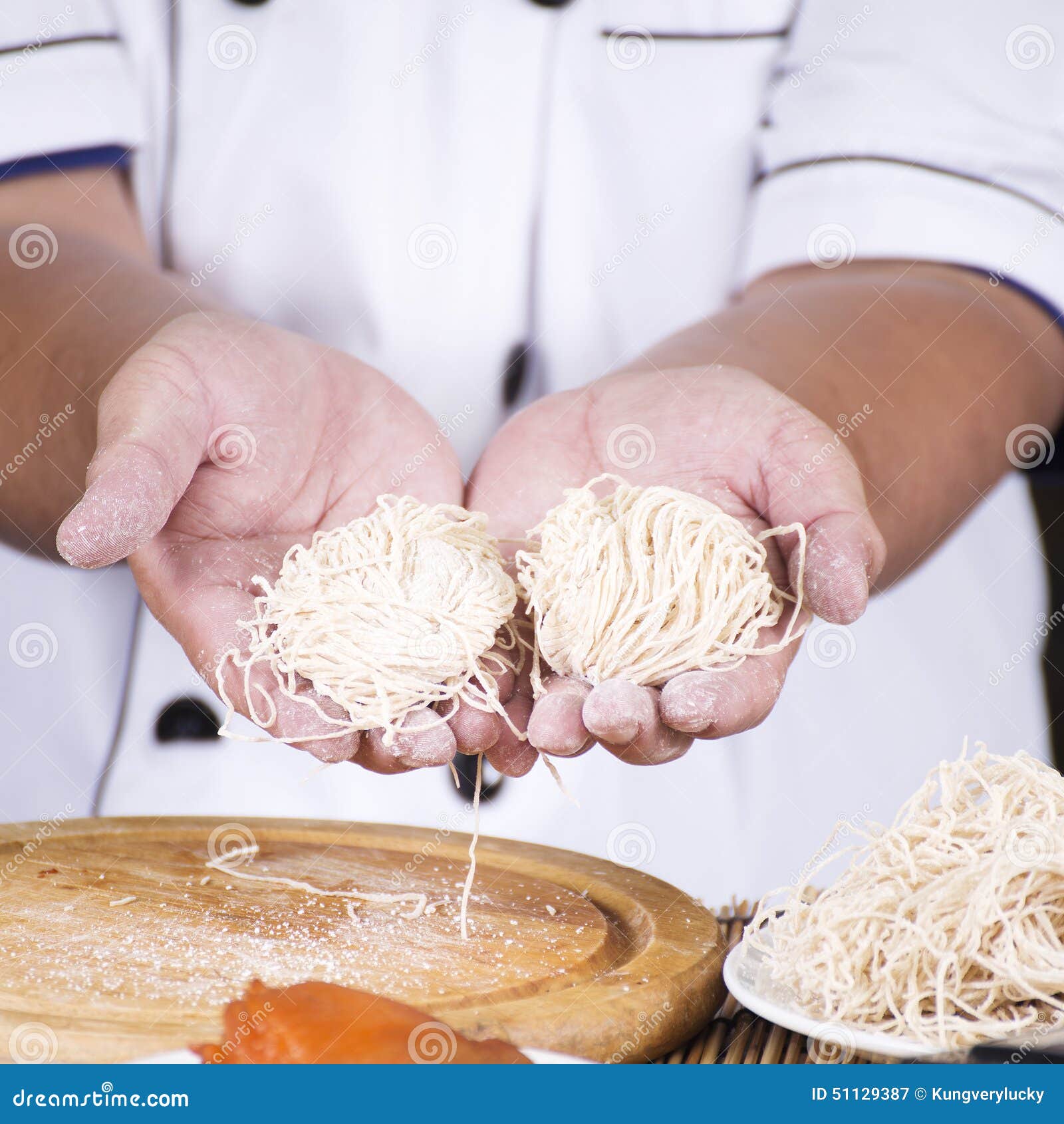 Chef Present Noodle before Cooking Stock Image - Image of asian ...