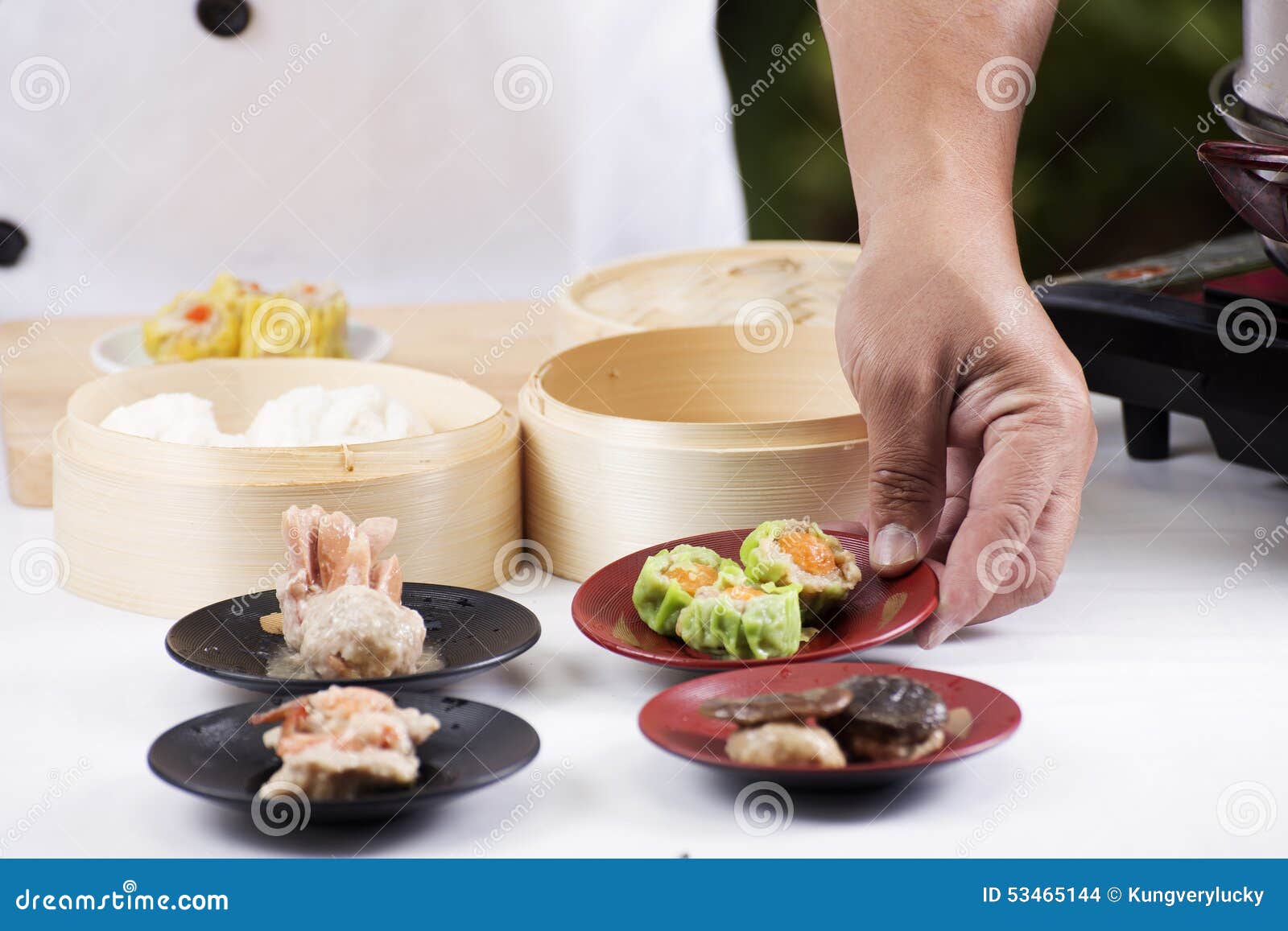 Chef Presented Chinese Dim Sum / Cooking Dim Sum Concept Stock Photo ...