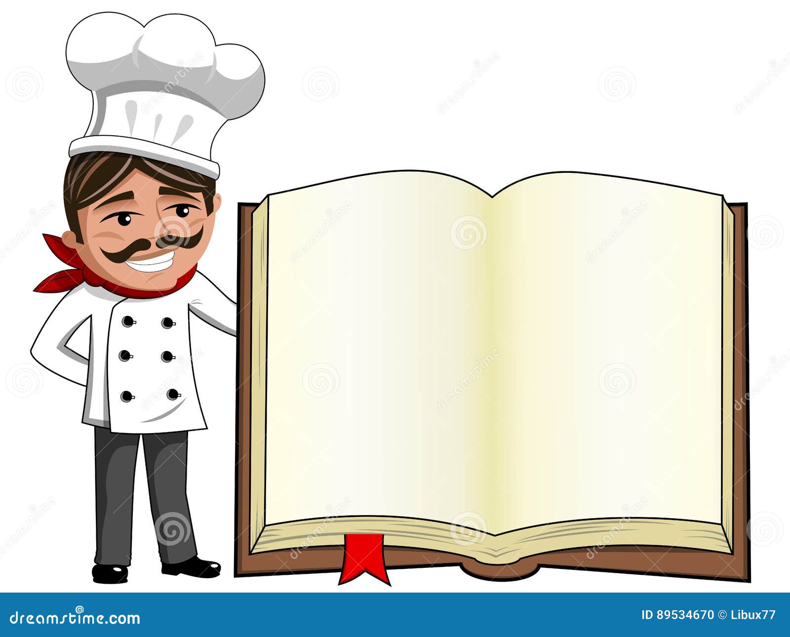 Chef Presenting Blank Cook Book Isolated Stock Vector - Illustration of ...