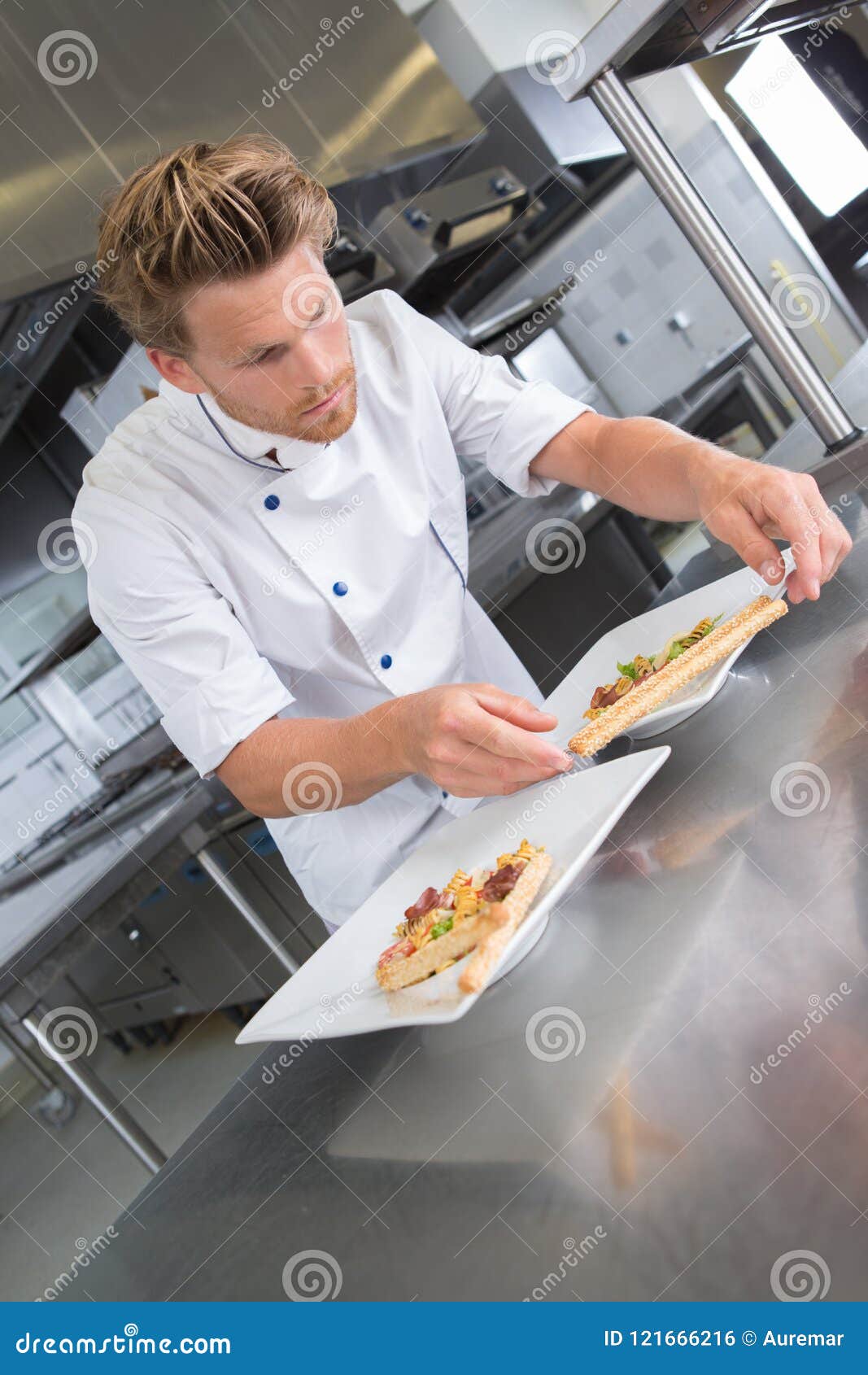 Chef Presenting Food on Plate Stock Photo - Image of uniform ...