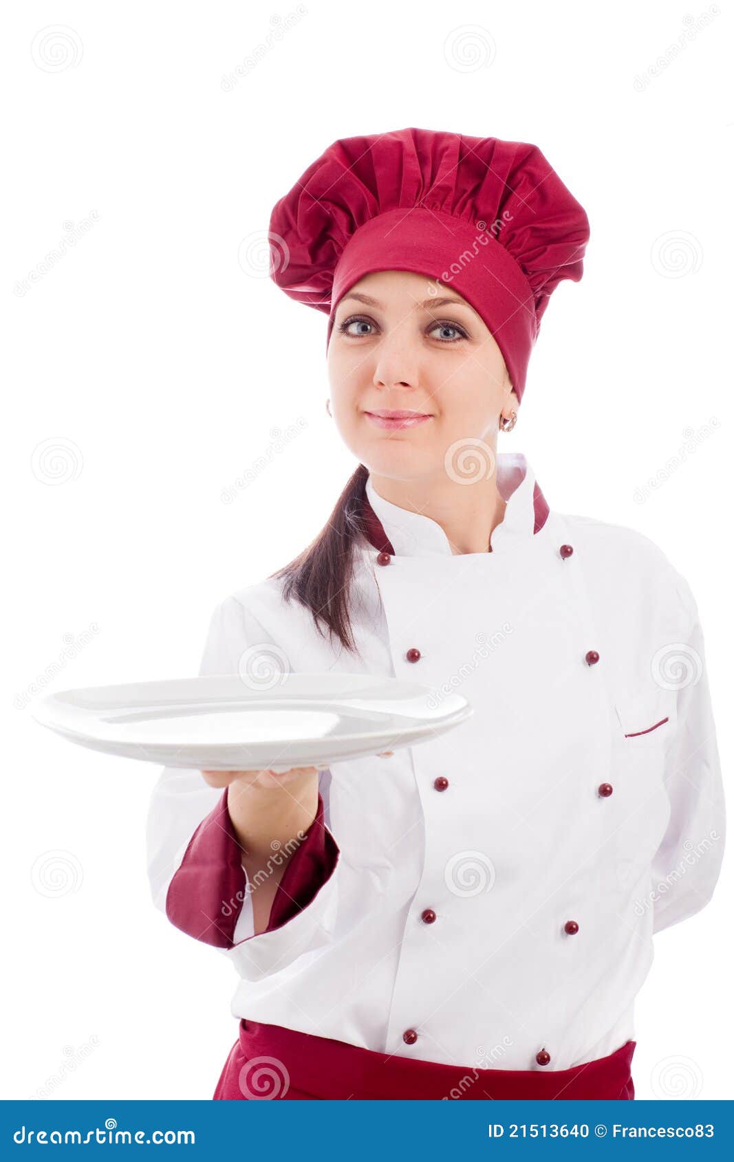 Chef presenting her dish stock photo. Image of isolated - 21513640
