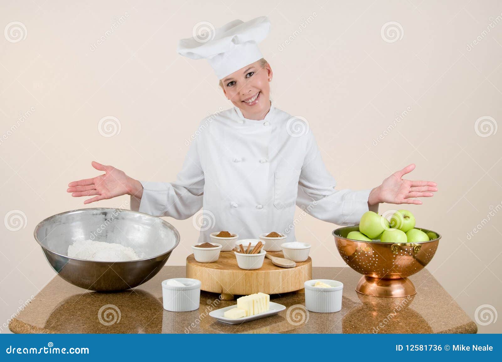 Chef Presents Apple Pie Ingredients Stock Photo - Image of butter ...
