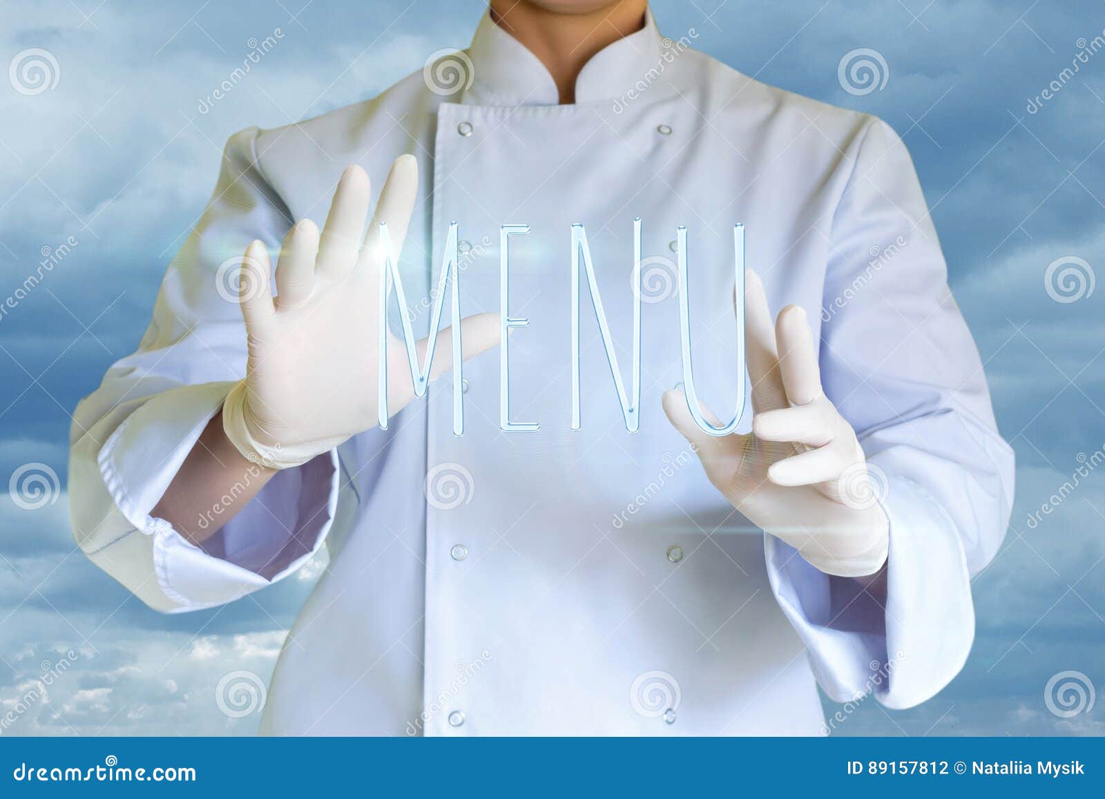 The chef presents a menu. stock photo. Image of profession - 89157812