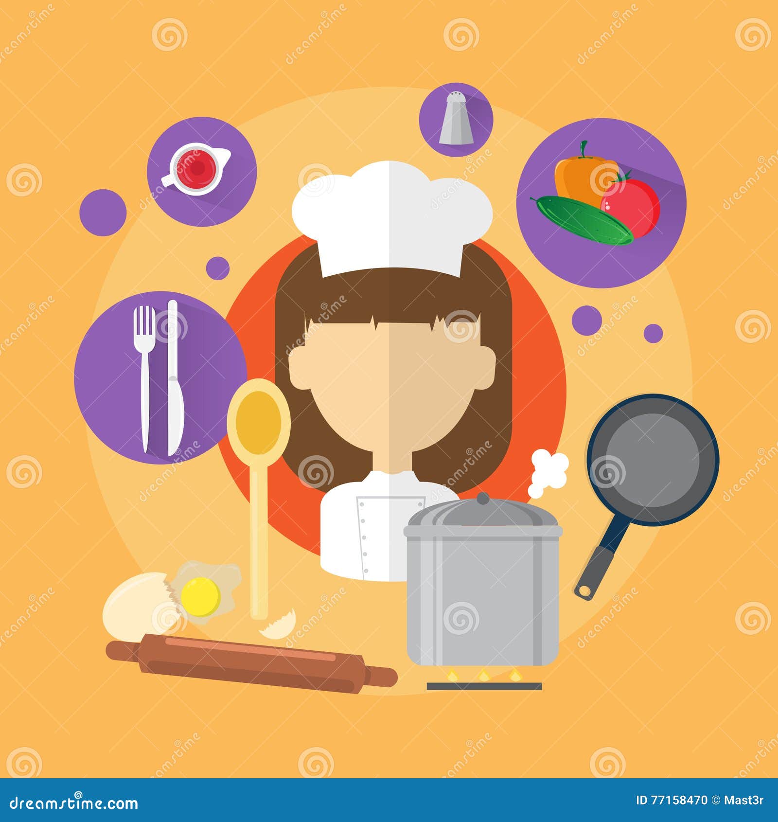 Chef Professional Cook Woman Icon Stock Vector - Illustration of ...