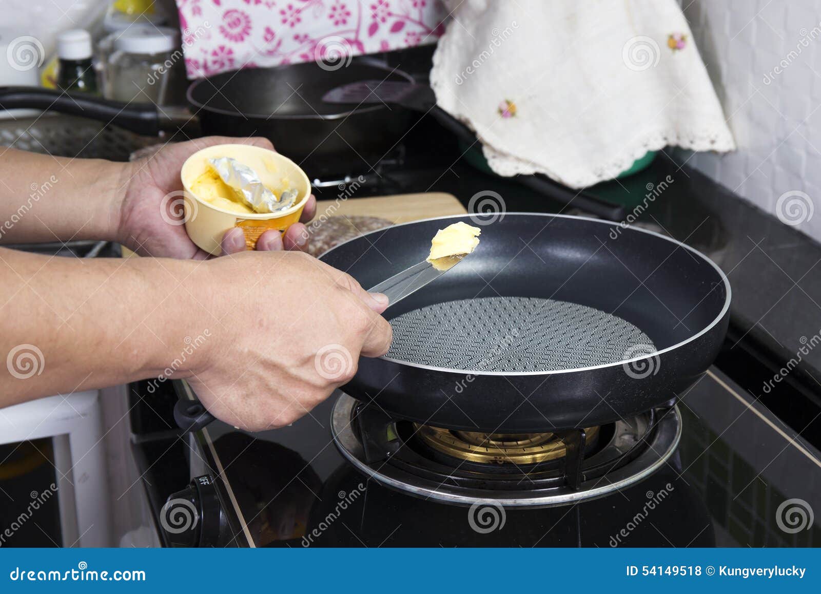 Chef Putting Butter To the Pan Stock Photo - Image of macro, ingredient ...