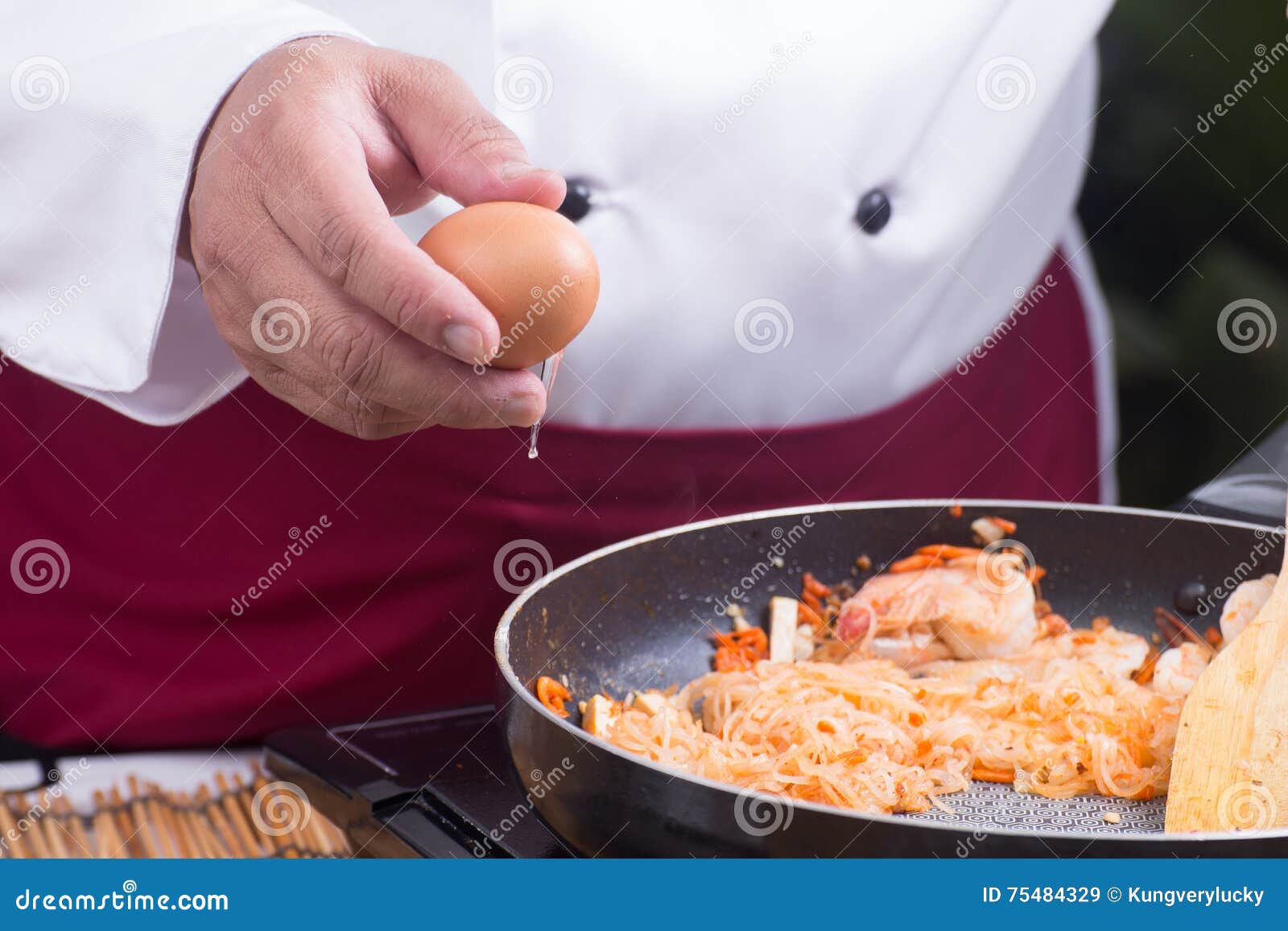 Chef Putting Egg for Cooking Pad Thai Stock Image - Image of meat ...