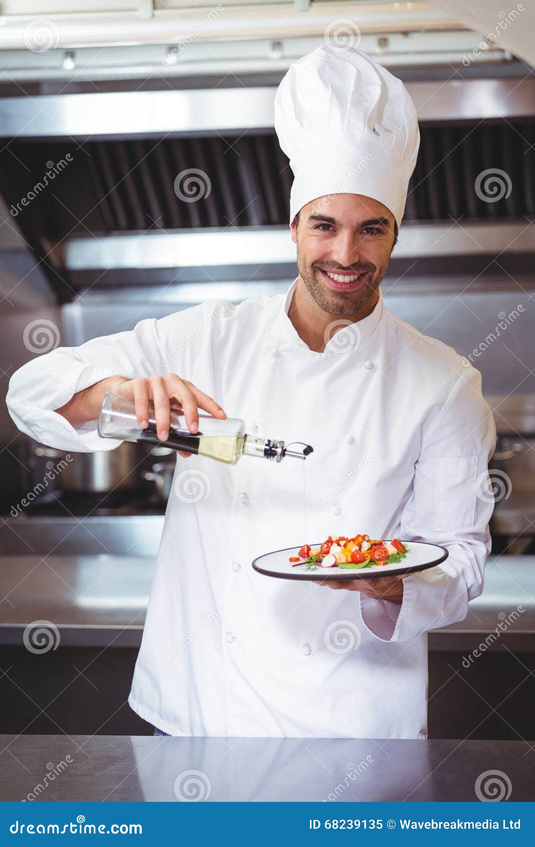Chef Putting Finishing Touch on Salad Stock Image - Image of ...