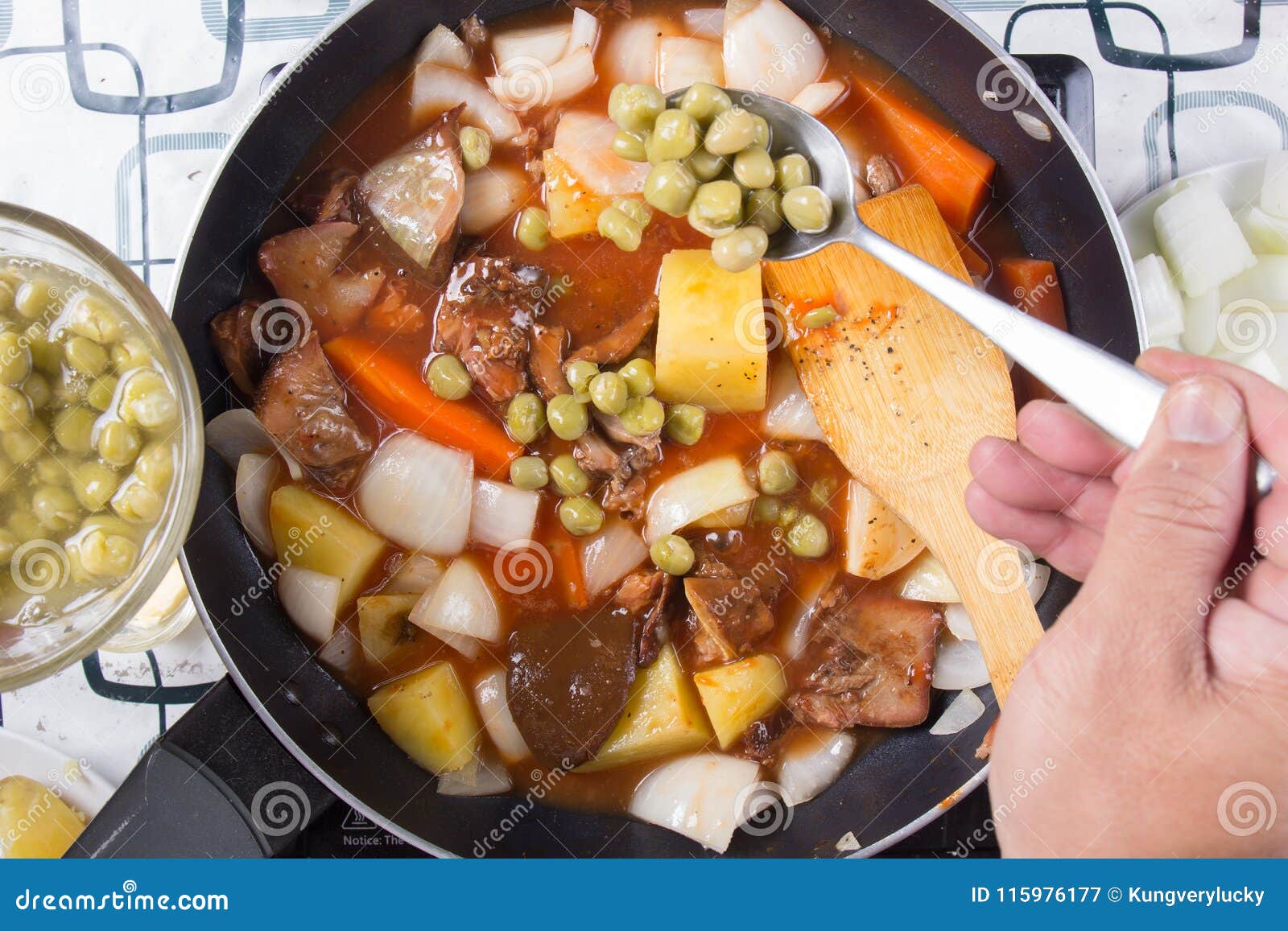 Chef Putting Peas for Cooking Stock Image - Image of meal, dinner ...