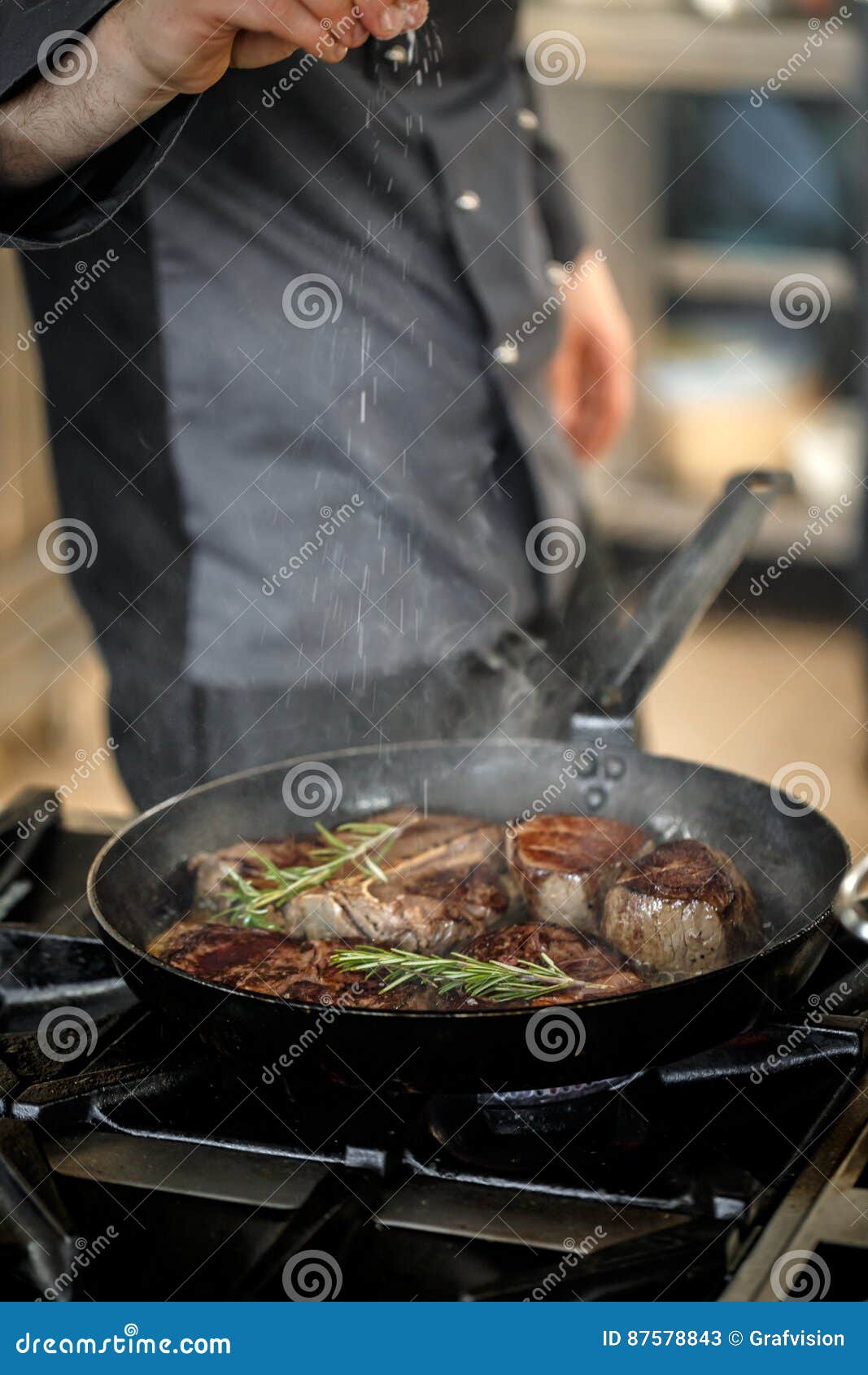 Chef putting salt stock image. Image of cooked, delicious - 87578843