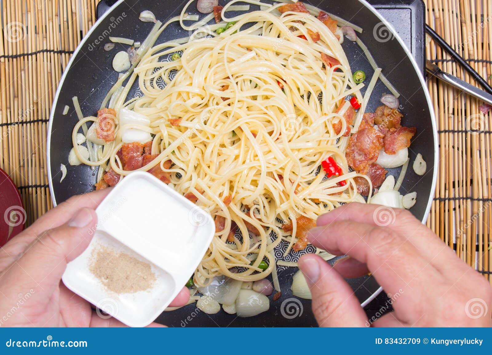 Chef Putting Salt for Cooking Stock Image - Image of cuisine, inside ...