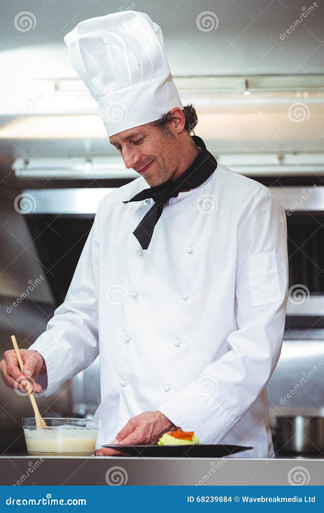 Chef Putting Sauce on a Dish Stock Photo - Image of perfect, occupation ...