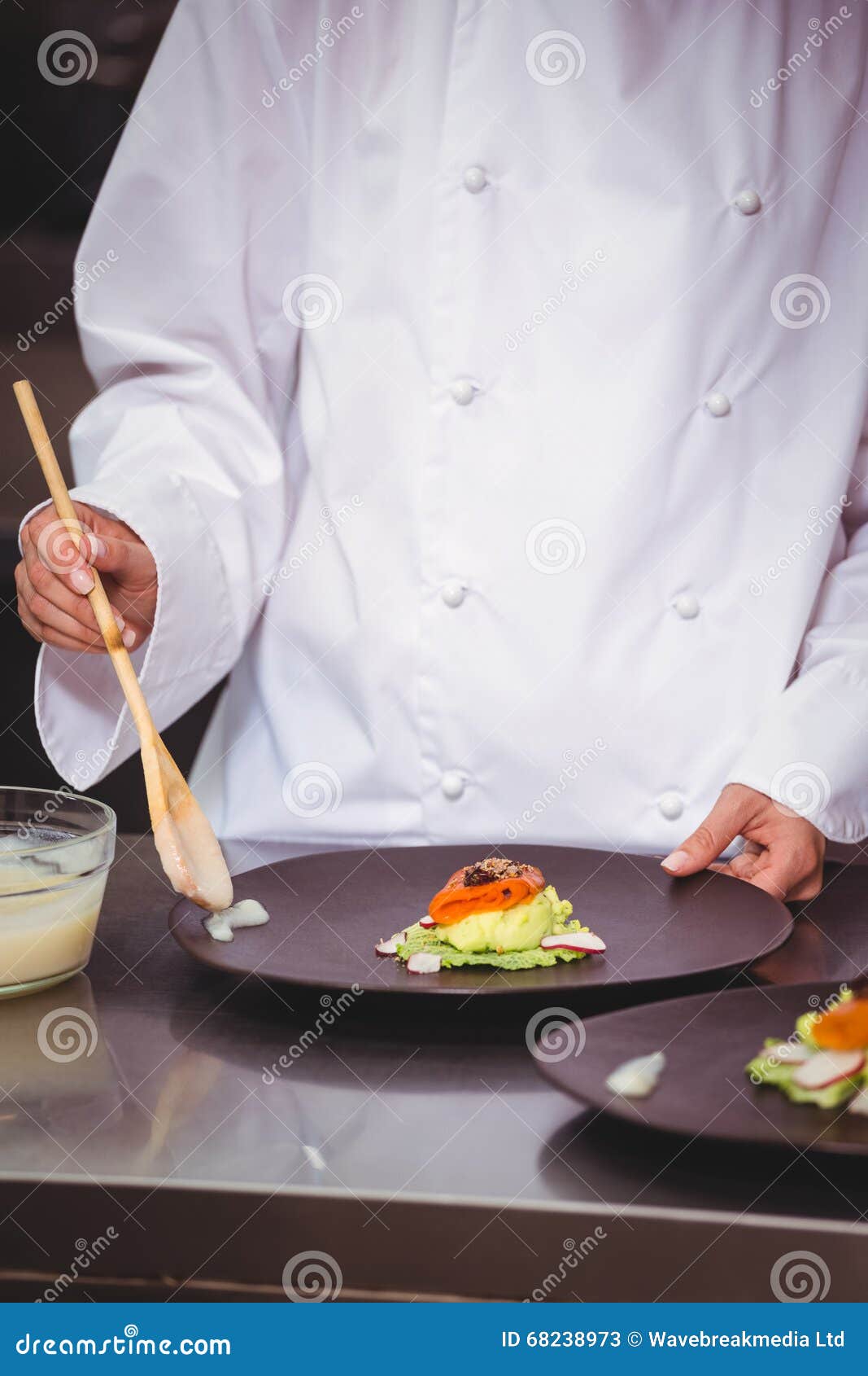 Chef Putting Sauce on a Dish Stock Image - Image of commercial, chefs ...