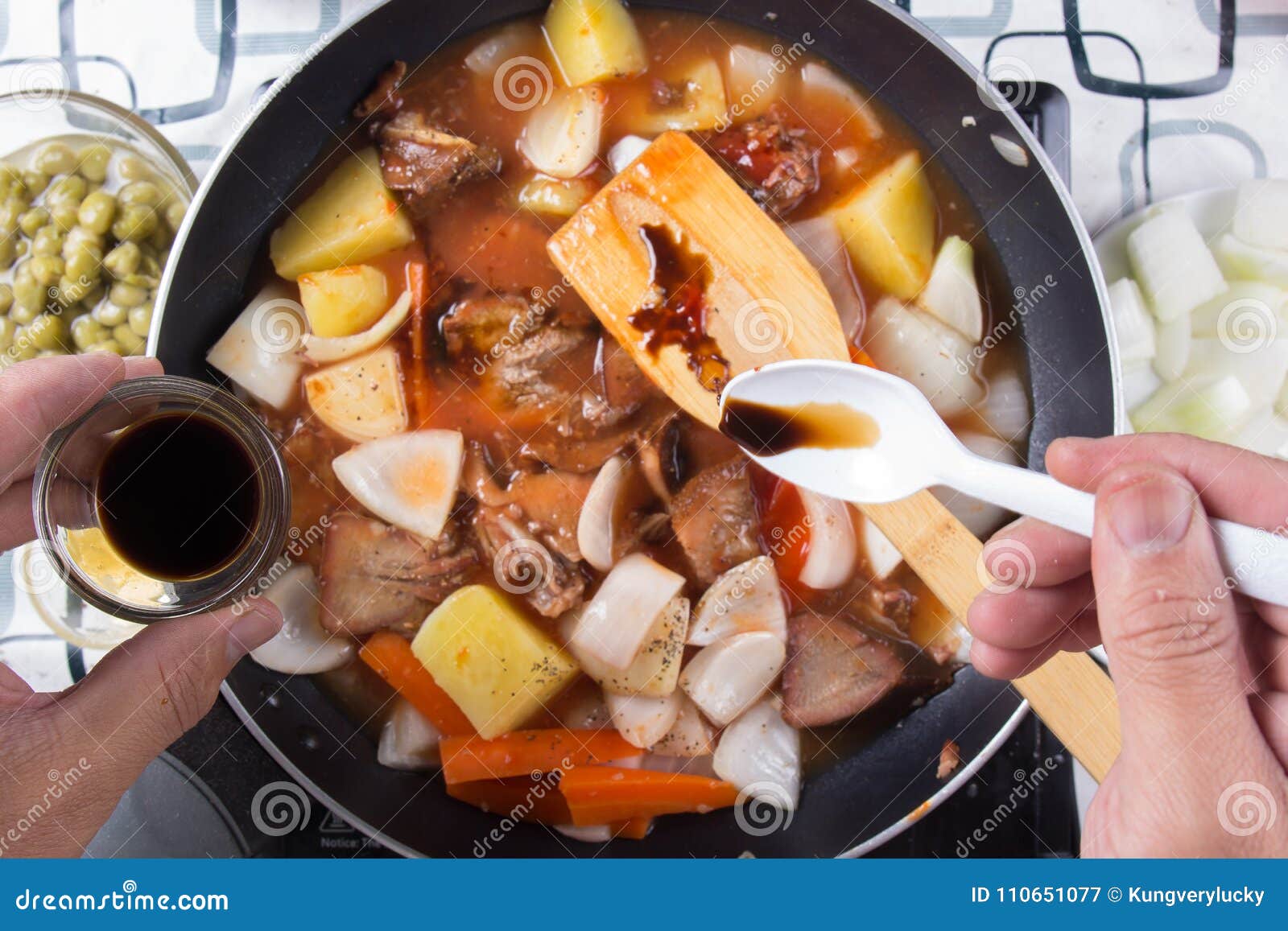 Chef Putting Seasoning Sauce for Cooking Stock Image - Image of dinner ...