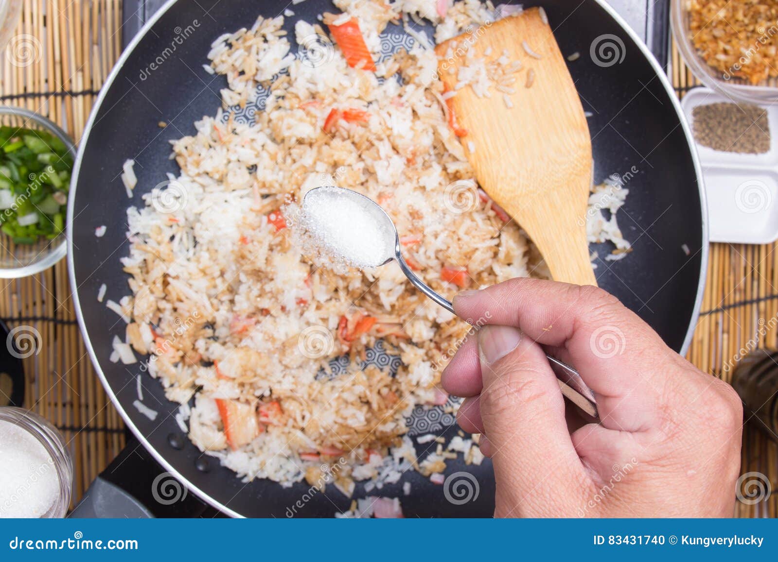 Chef Putting Sugar for Cooking Rice Stock Photo - Image of meat, asia ...