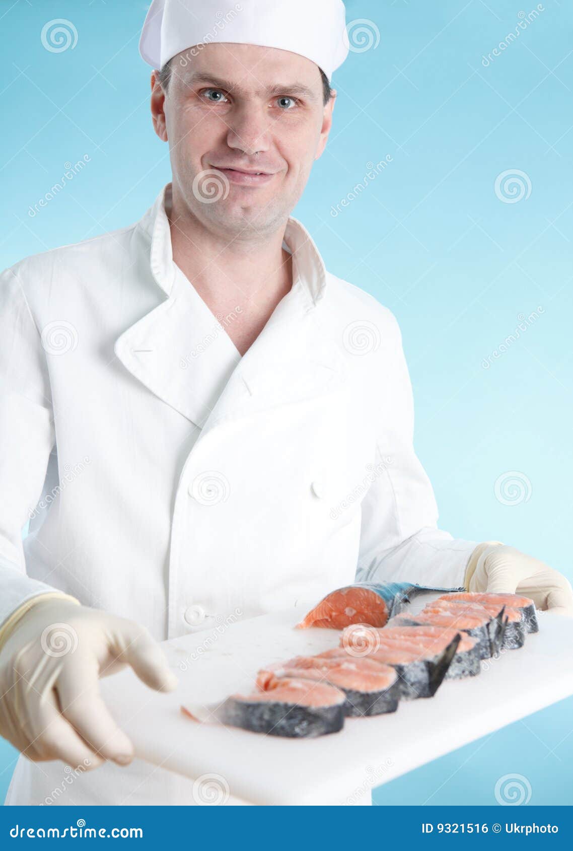 Chef with Raw Fish on Cutting Board Stock Photo - Image of vertical ...