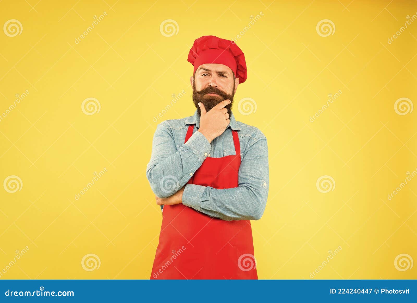 Chef in Red Uniform Restaurant Cook Readily Providing Dish Stock Image ...