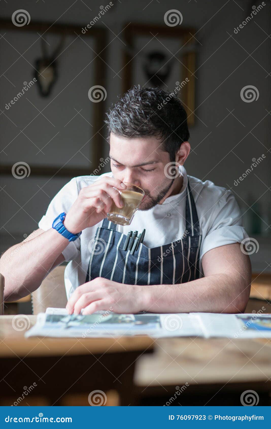 Chef relaxing stock image. Image of relaxing, professional - 76097923