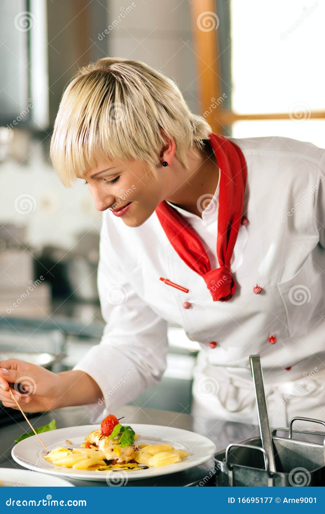 Chef in Restaurant Kitchen Cooking Stock Image - Image of commercial ...