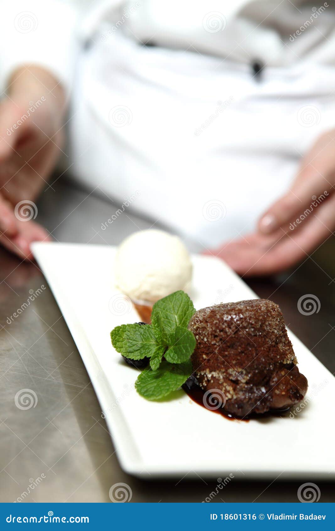 Chef In Restaurant Offers Dessert Stock Photography | CartoonDealer.com ...