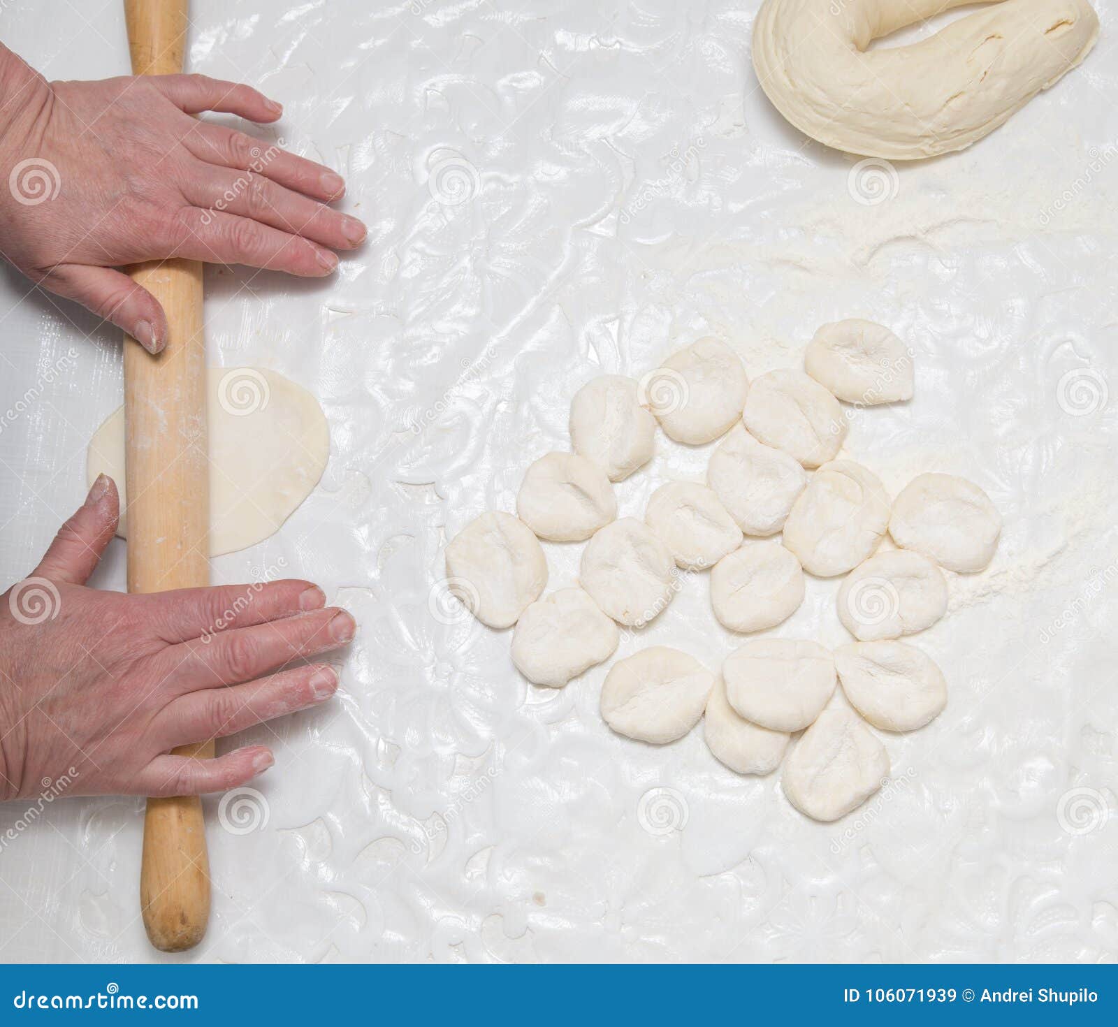 Chef rolls the dough stock image. Image of bakery, wood - 106071939