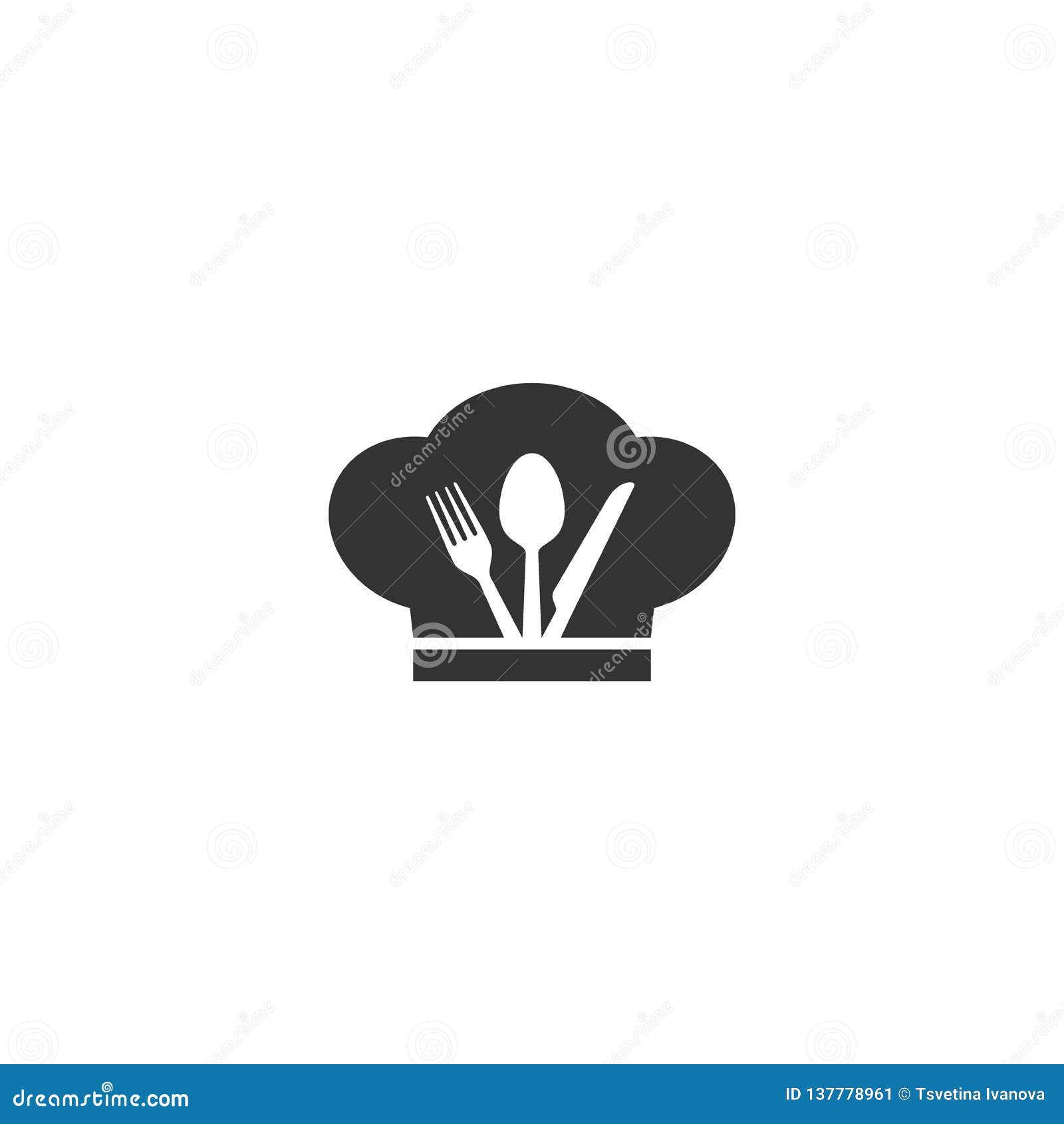 Chef`s Cap with Fork, Spoon and Knife Cooking Concept Vector Monogram ...