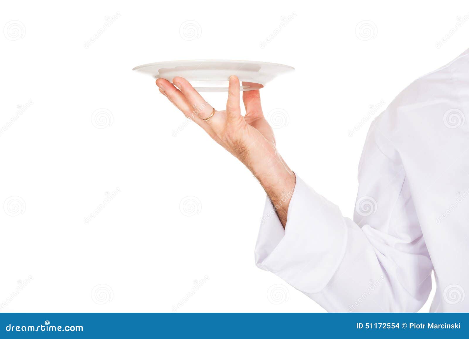 Chef S Hand Holding White Porcelain Plate Stock Photo - Image of mature ...