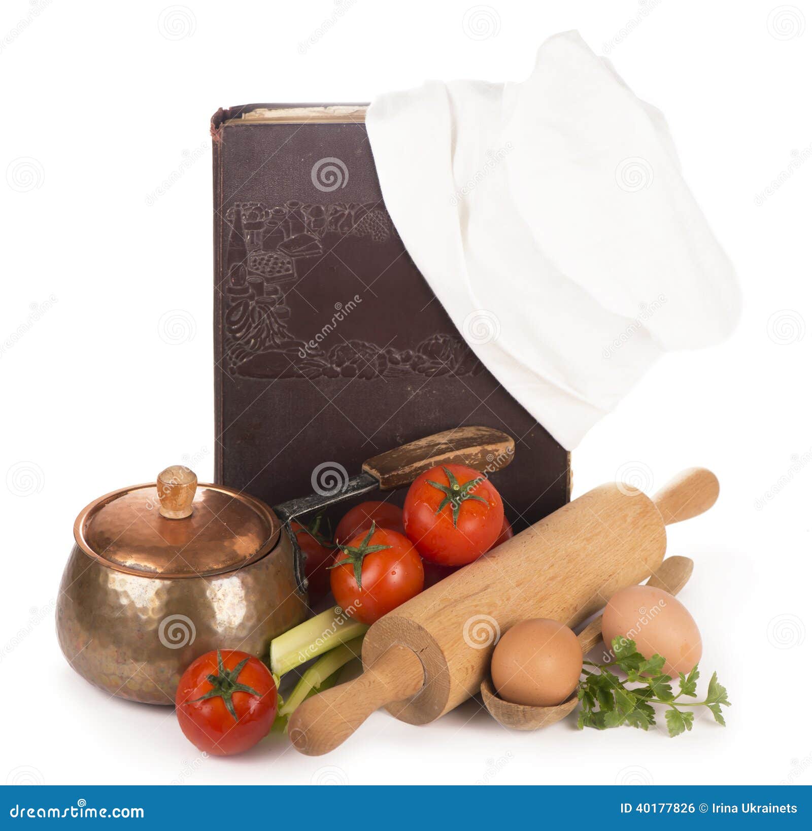 Chef S Hat with Battledore and Cook Book Stock Photo - Image of orange ...