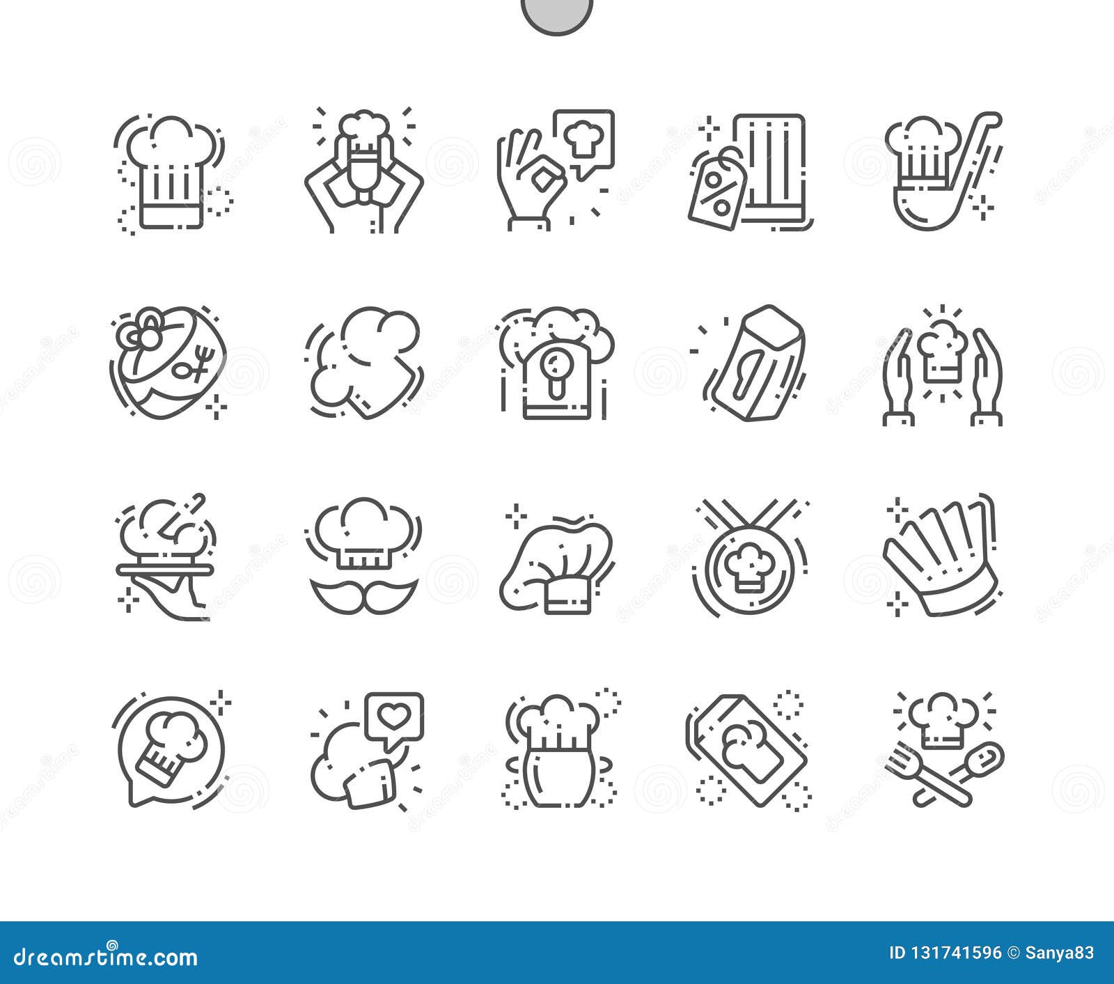 Chef`s Hat Well-crafted Pixel Perfect Vector Thin Line Icons 30 2x Grid ...