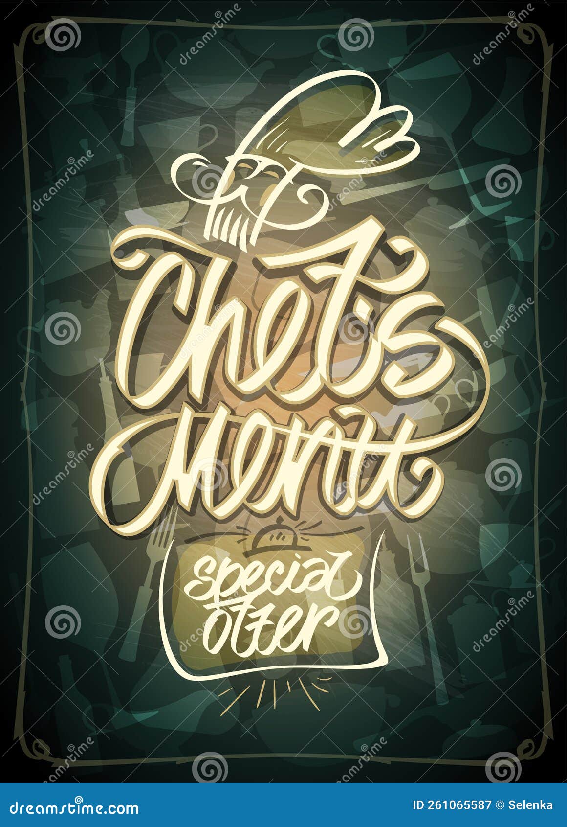 Chef`s Menu Chalkboard with Cook Logo Symbol Stock Vector ...