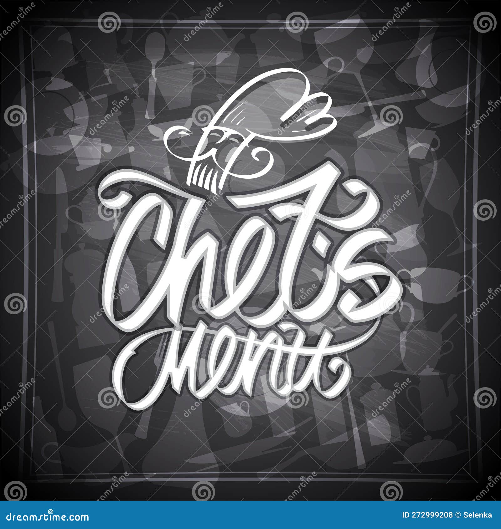 Chef S Menu Chalkboard Template, Cook Logo Symbol and Utensil Backdrop ...