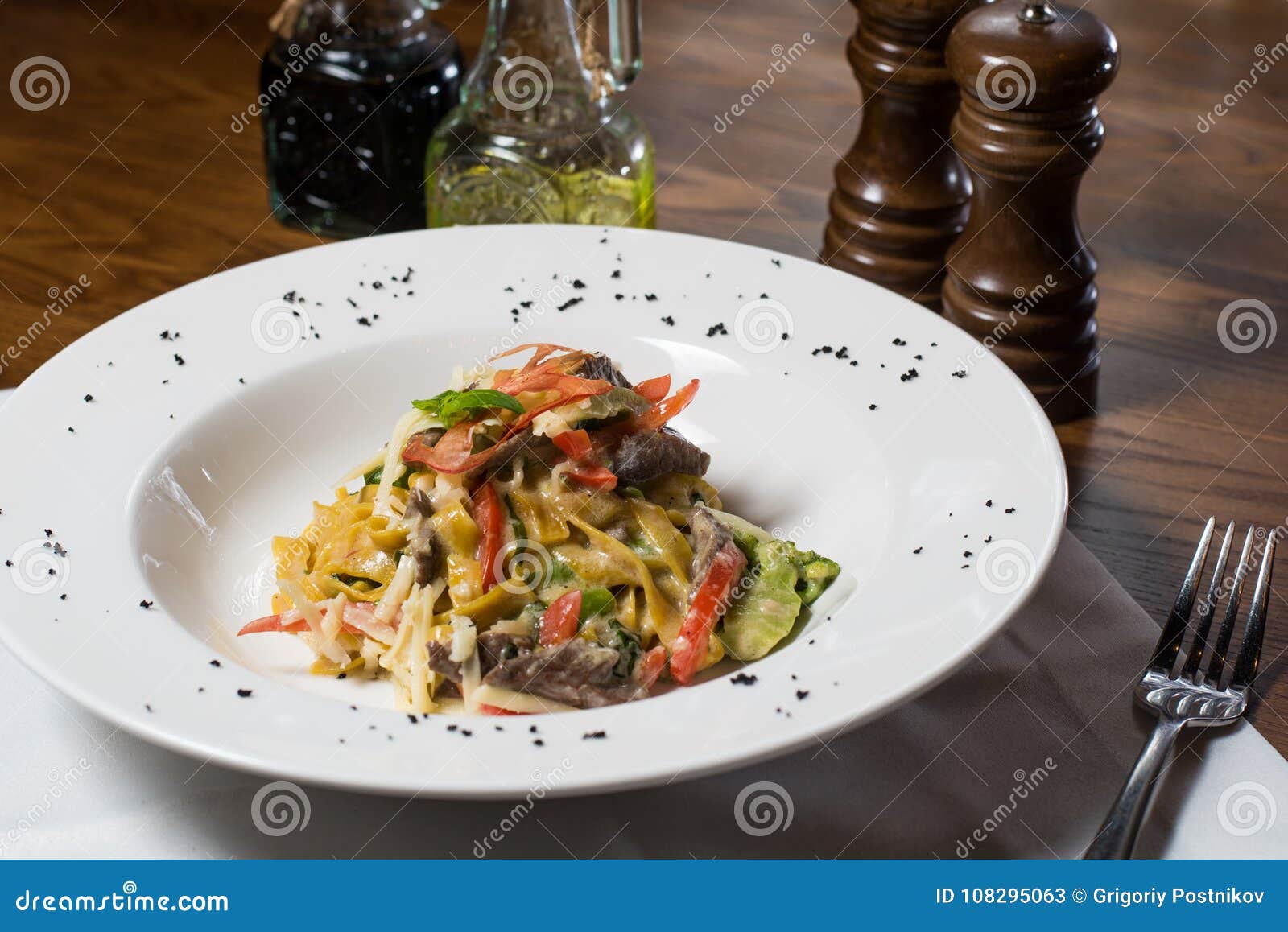 Chef S Specialty Presented in Restaurant on Served Table Stock Image ...