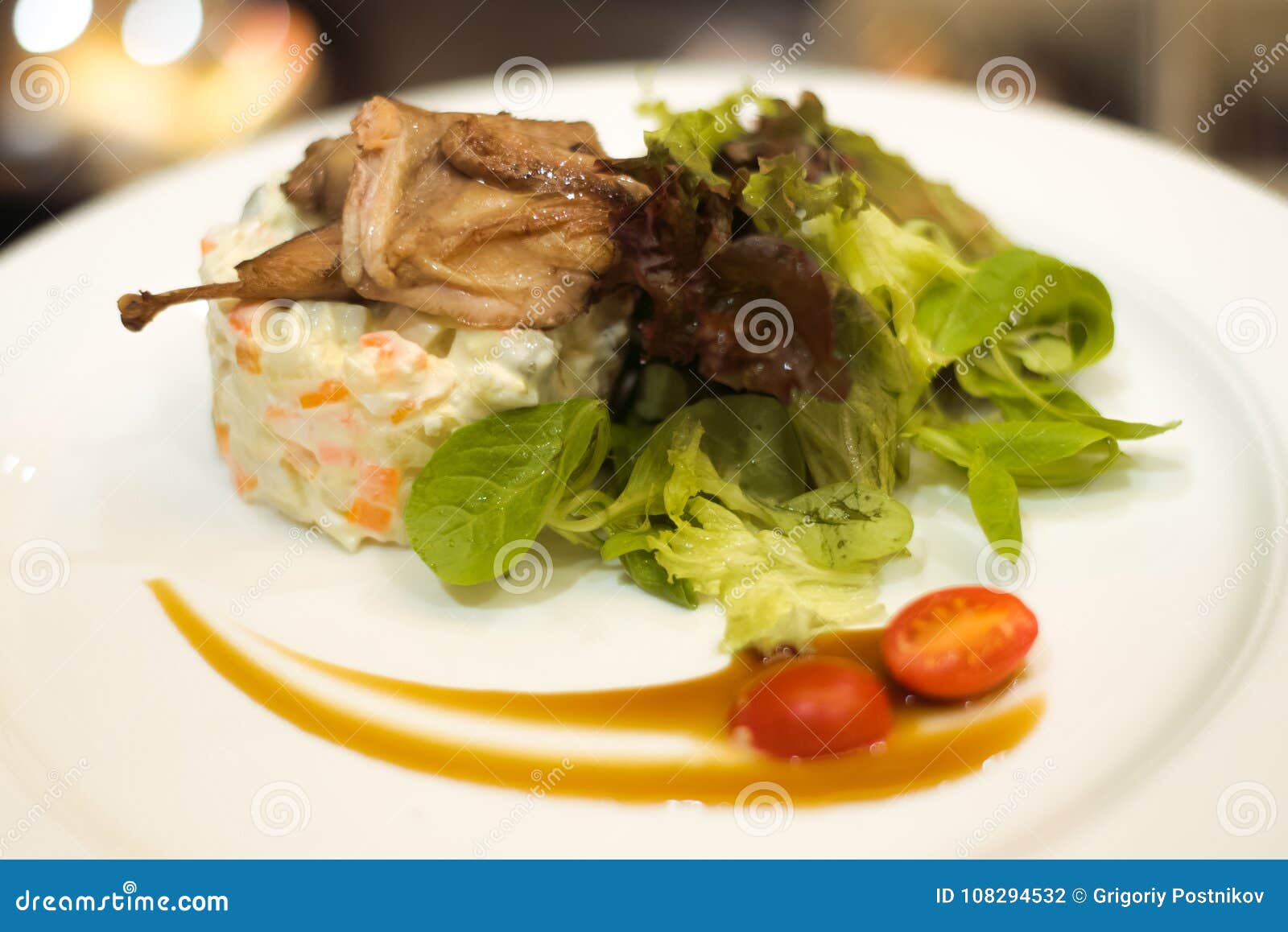 Chef S Specialty Presented in Restaurant on Served Table Stock Photo ...