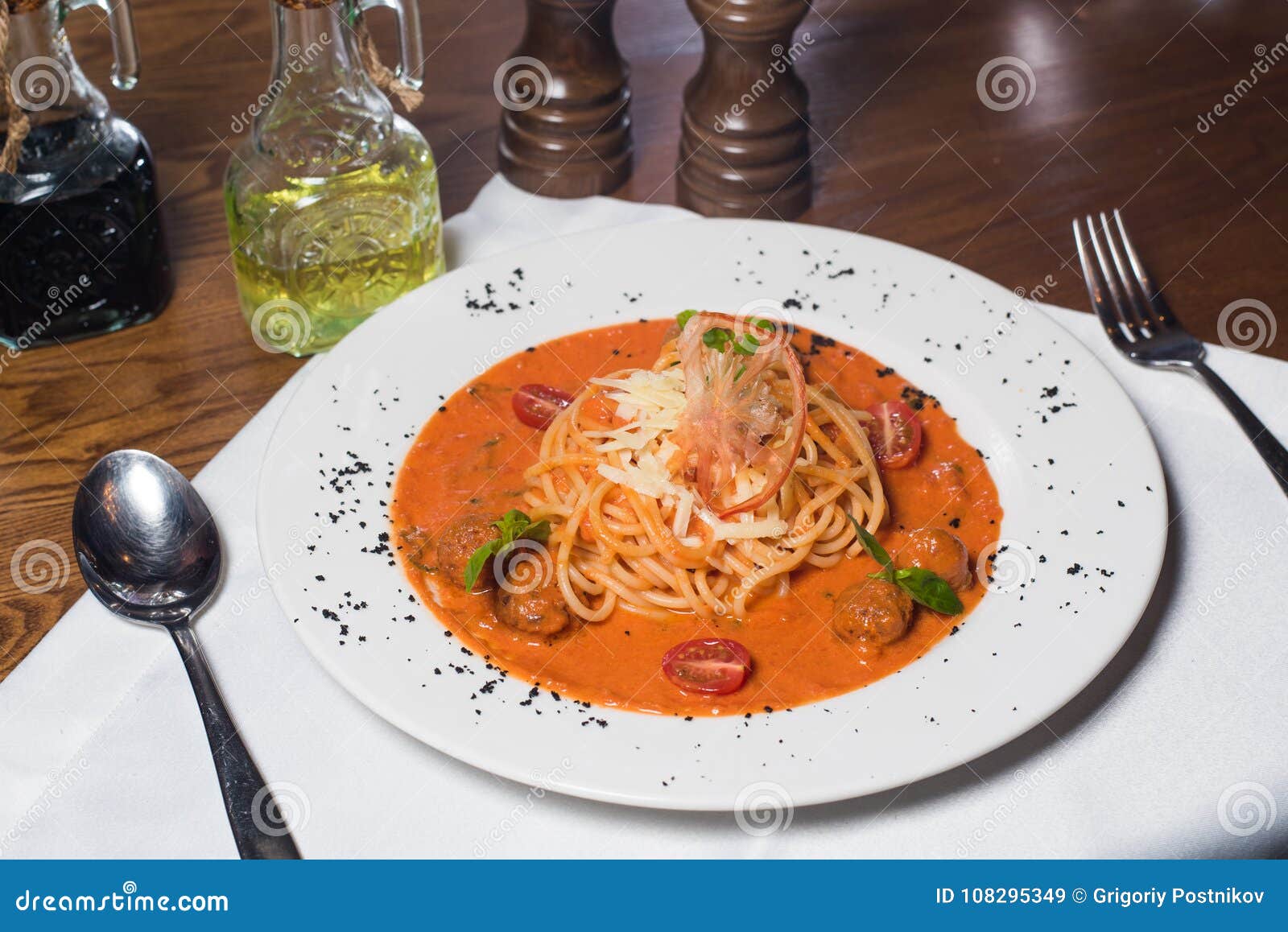 Chef S Specialty Presented in Restaurant on Served Table Stock Image ...