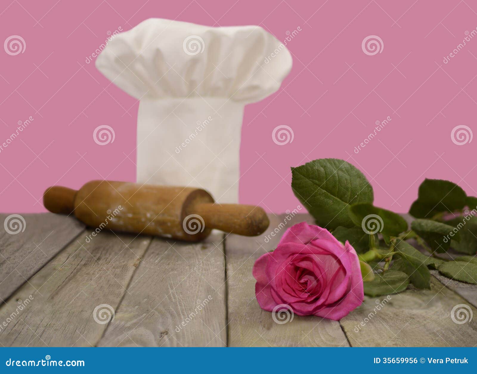Chef's Toque With Pink Rose 2 Picture. Image: 35659956