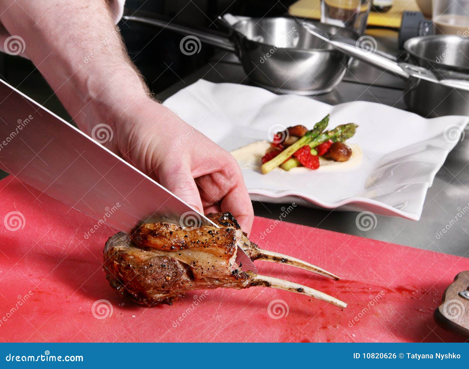 Chef salted meat stock photo. Image of kitchen, hand - 10820626