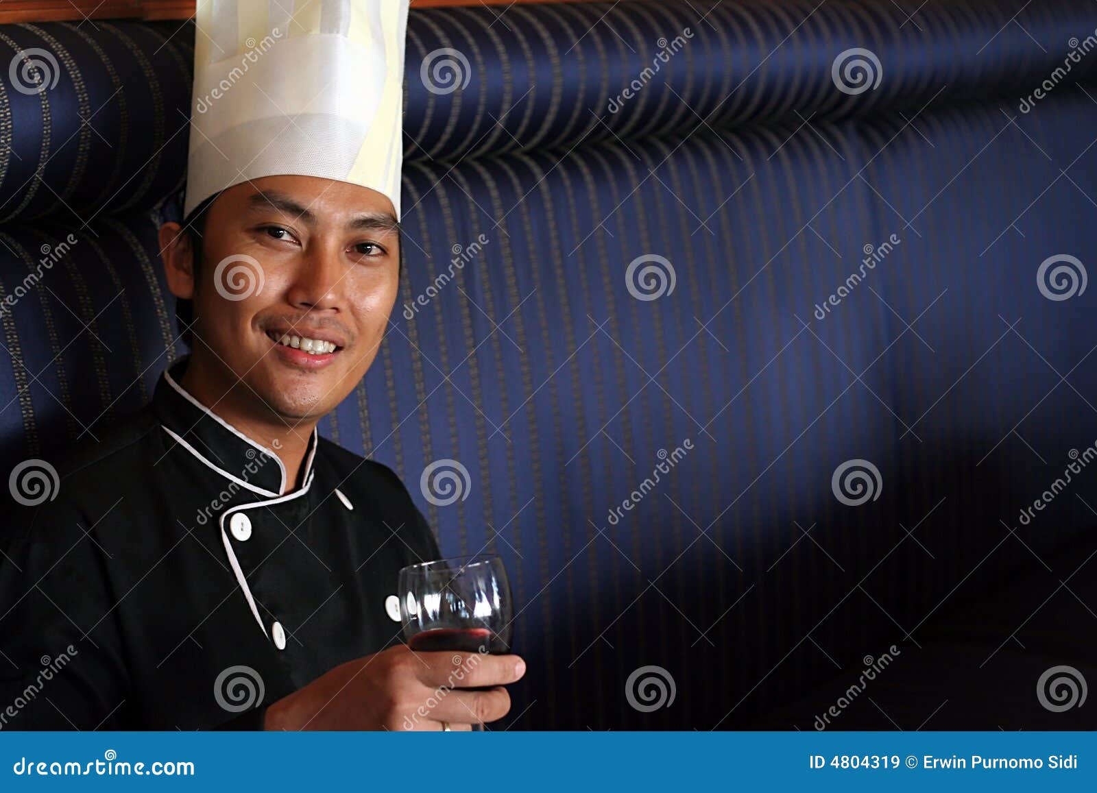 Chef Salute with red wine stock image. Image of happy - 4804319