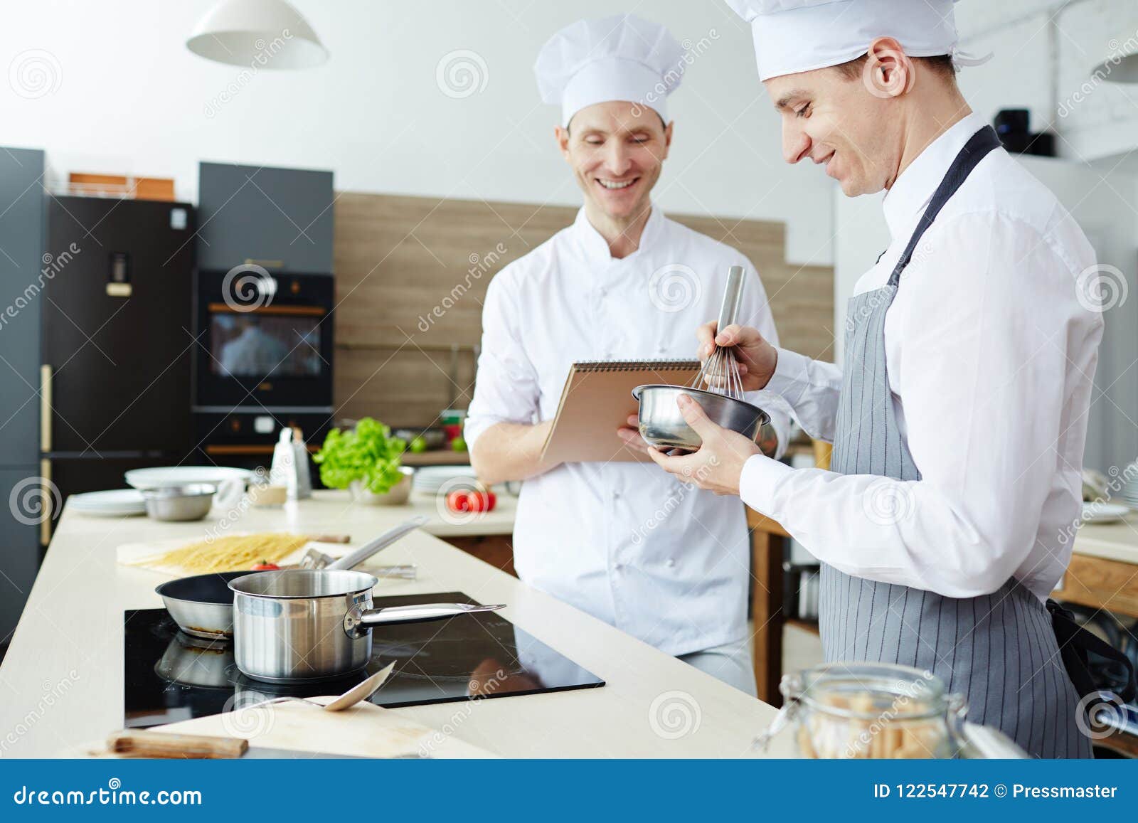 Chef Satisfied with Students Work Stock Photo - Image of meal, smiling ...