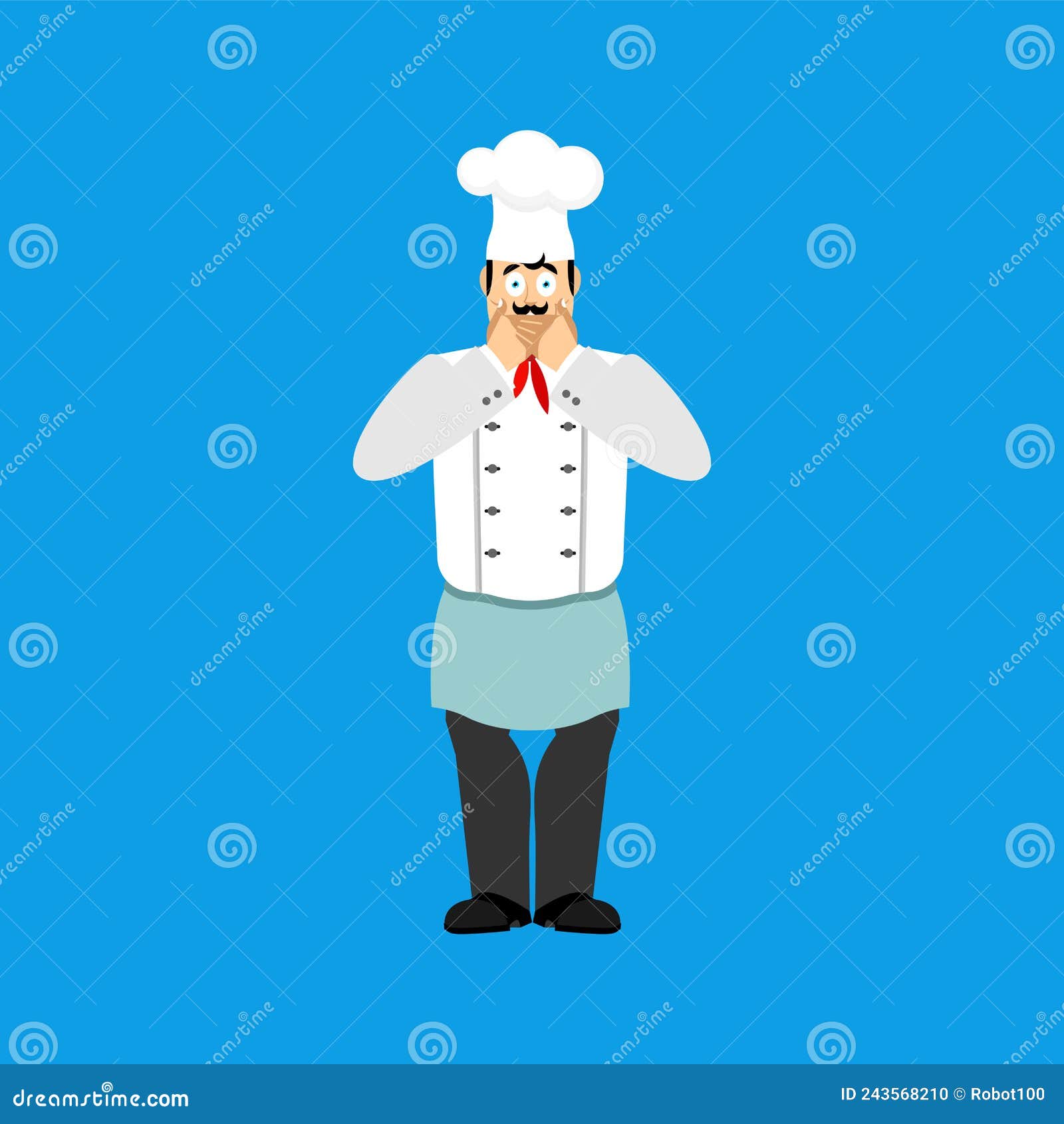 Chef Scared OMG Emoji. Cook Oh My God Emotions Avatar. Kitchener Vector ...