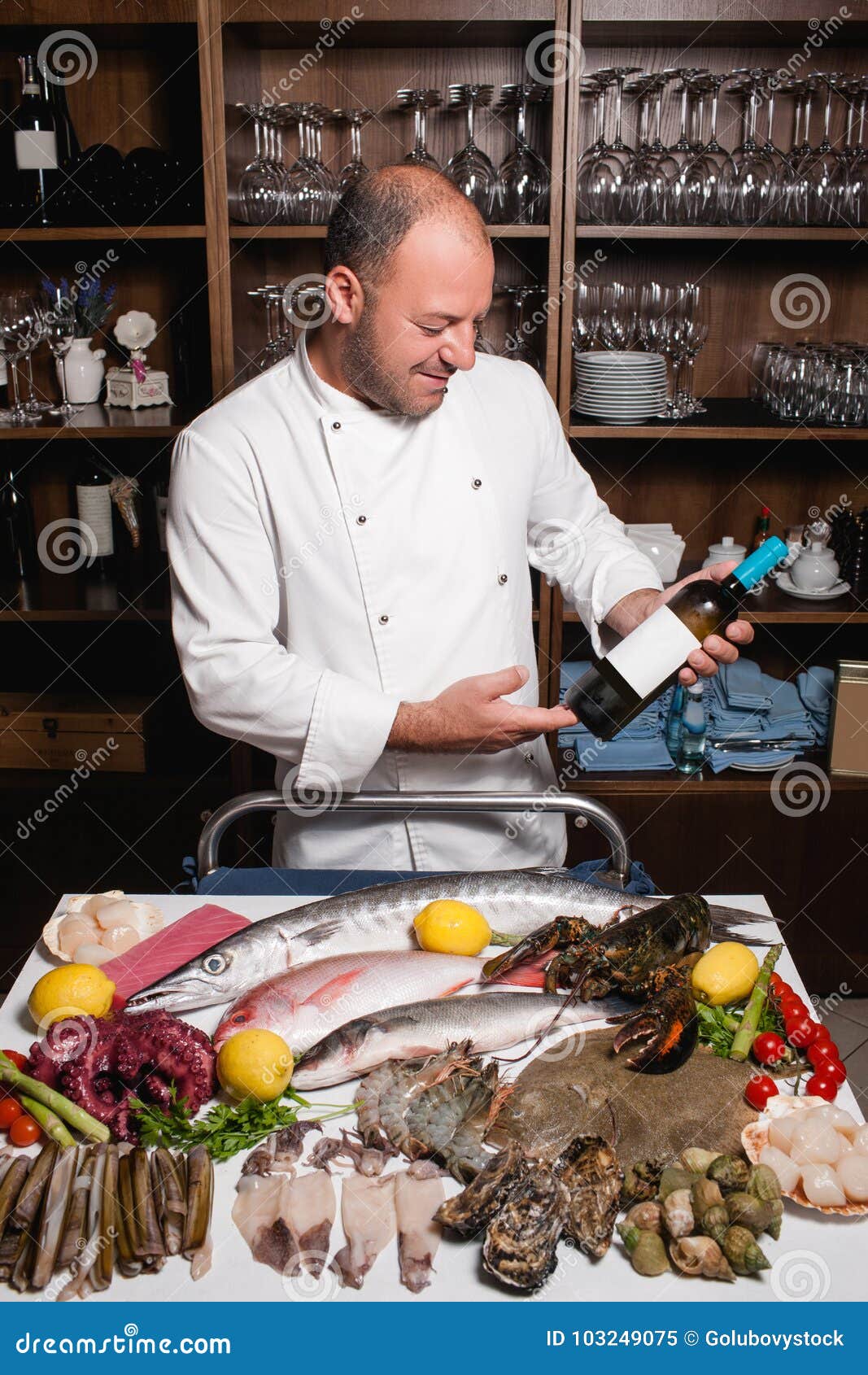 Chef Seafood Restaurant Assortment Concept Stock Image - Image of drink ...