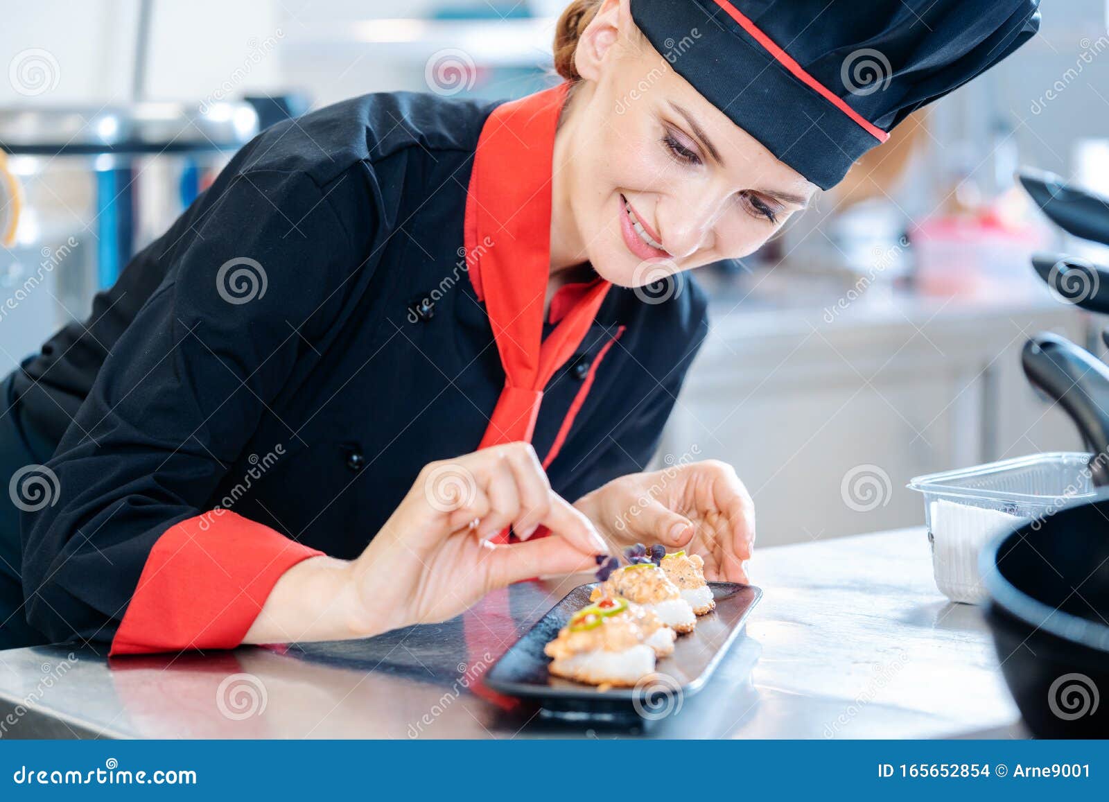 Chef Seasoning an Appetizer Stock Photo - Image of plating, cuisine ...