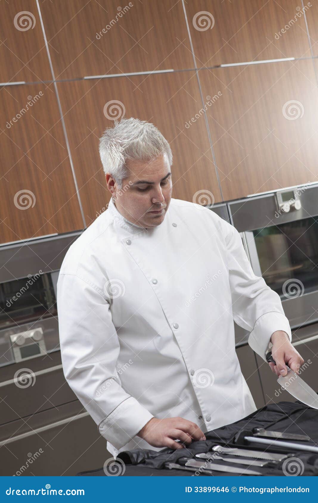 Chef Selecting Knife Out of Full Set Stock Photo - Image of chefs ...