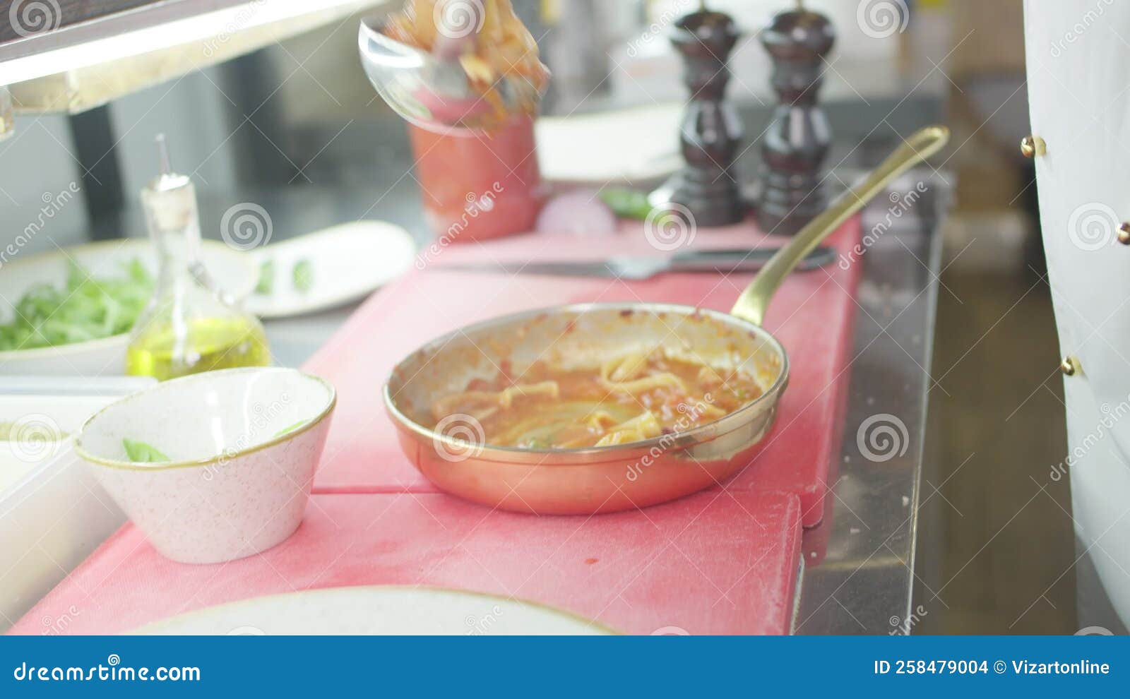 The Chef Serves a Dish with Ready-made Pasta Stock Footage - Video of ...