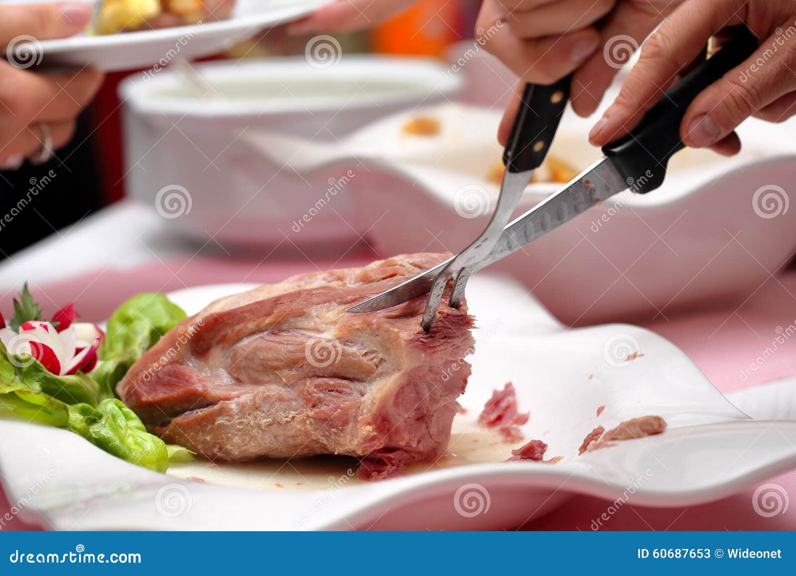 Chef Serves Portions of Food at a Party Stock Image - Image of portion ...