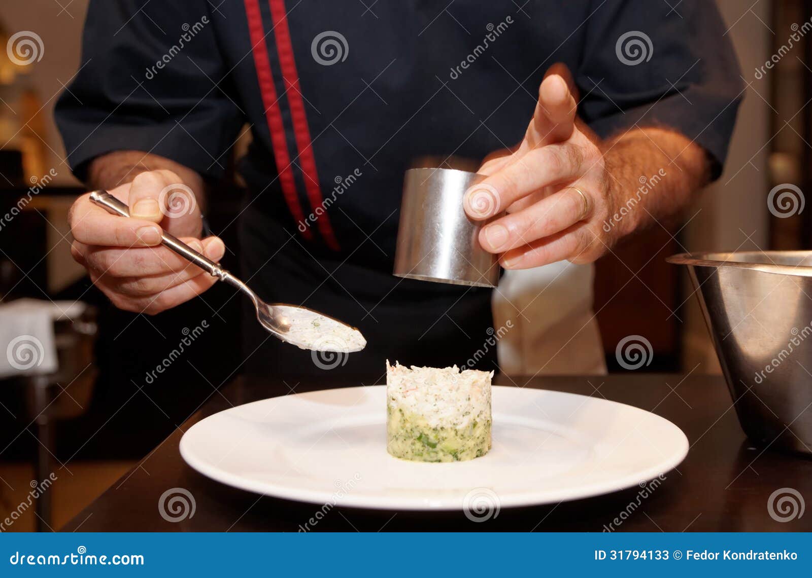 Chef is Serving Appetizer with Metal Ring Stock Image - Image of ring ...