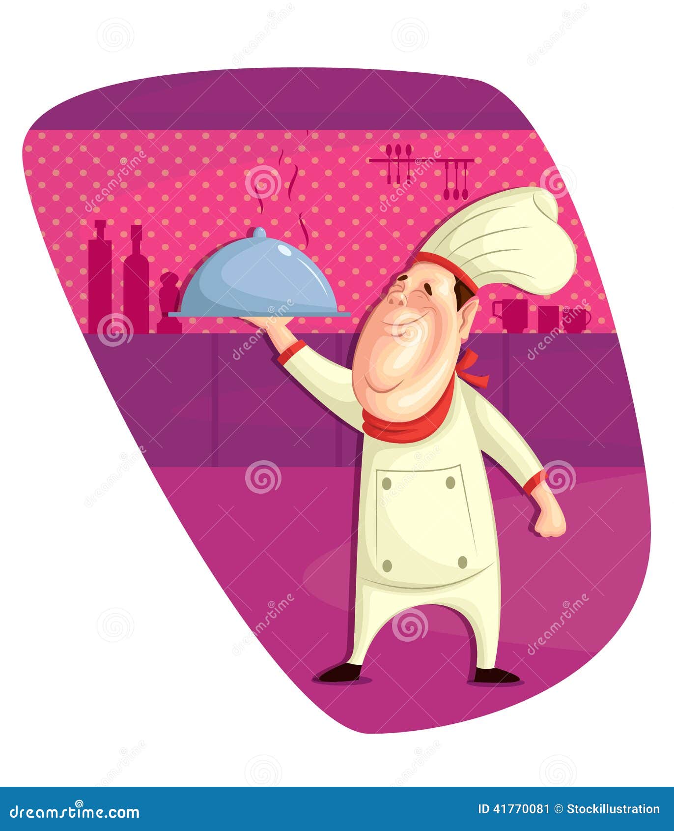Chef serving dish stock vector. Illustration of character - 41770081