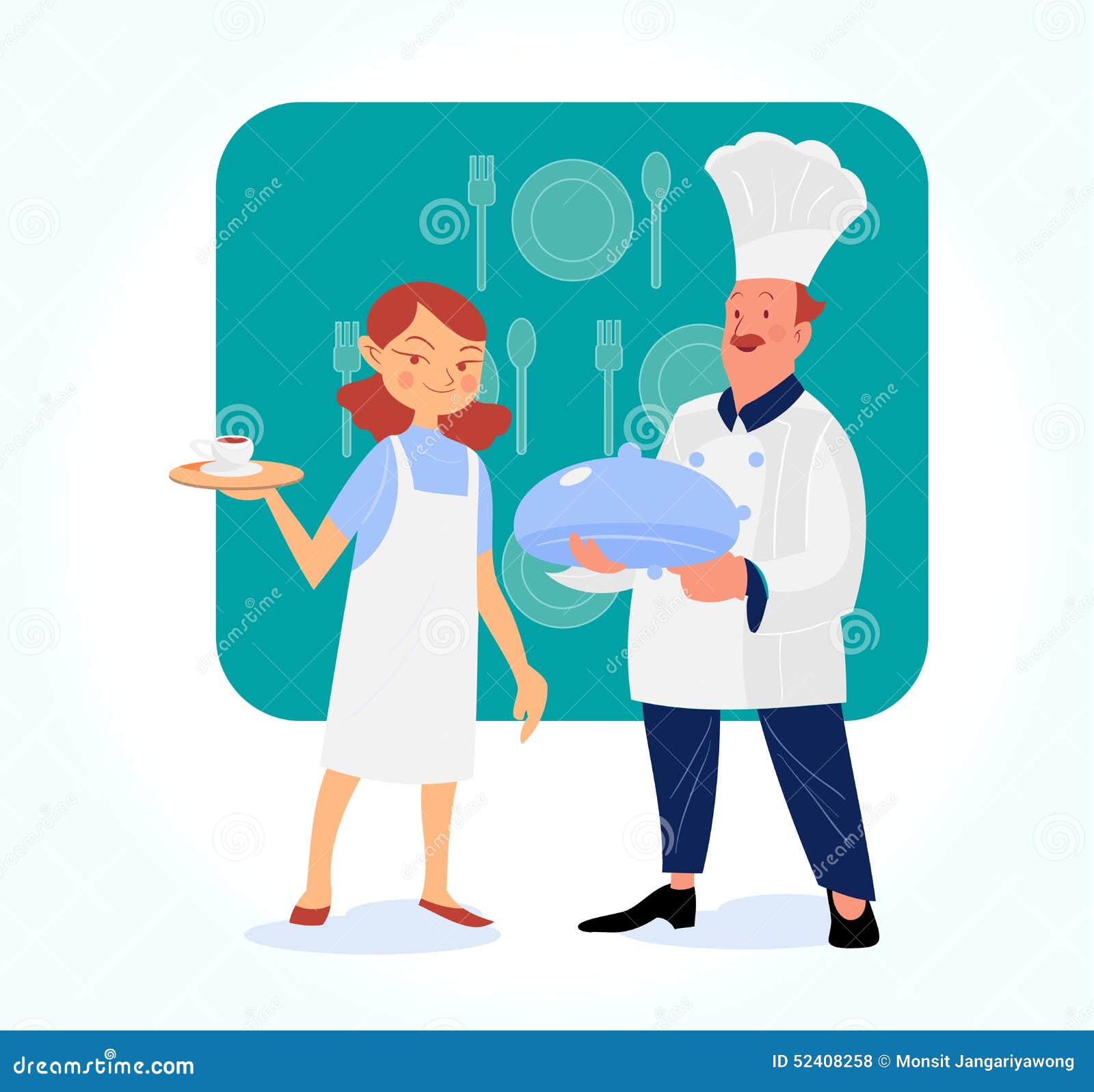 Chef Serving the Dish Vector Illustration Stock Vector - Illustration ...